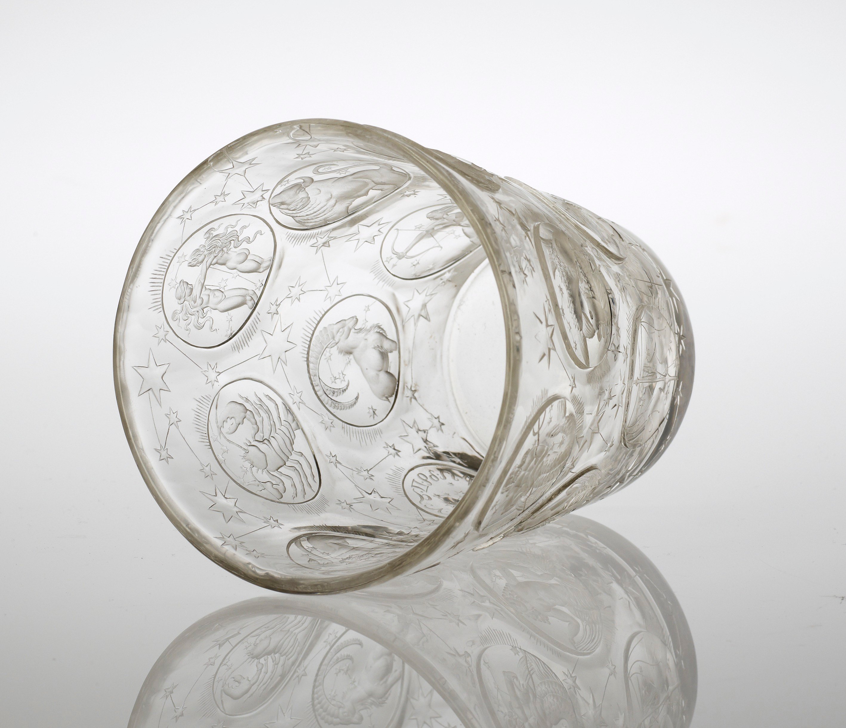 A Vera Lisková cut and engraved glass 'Zodiac Beaker', Kamenický Senov ...