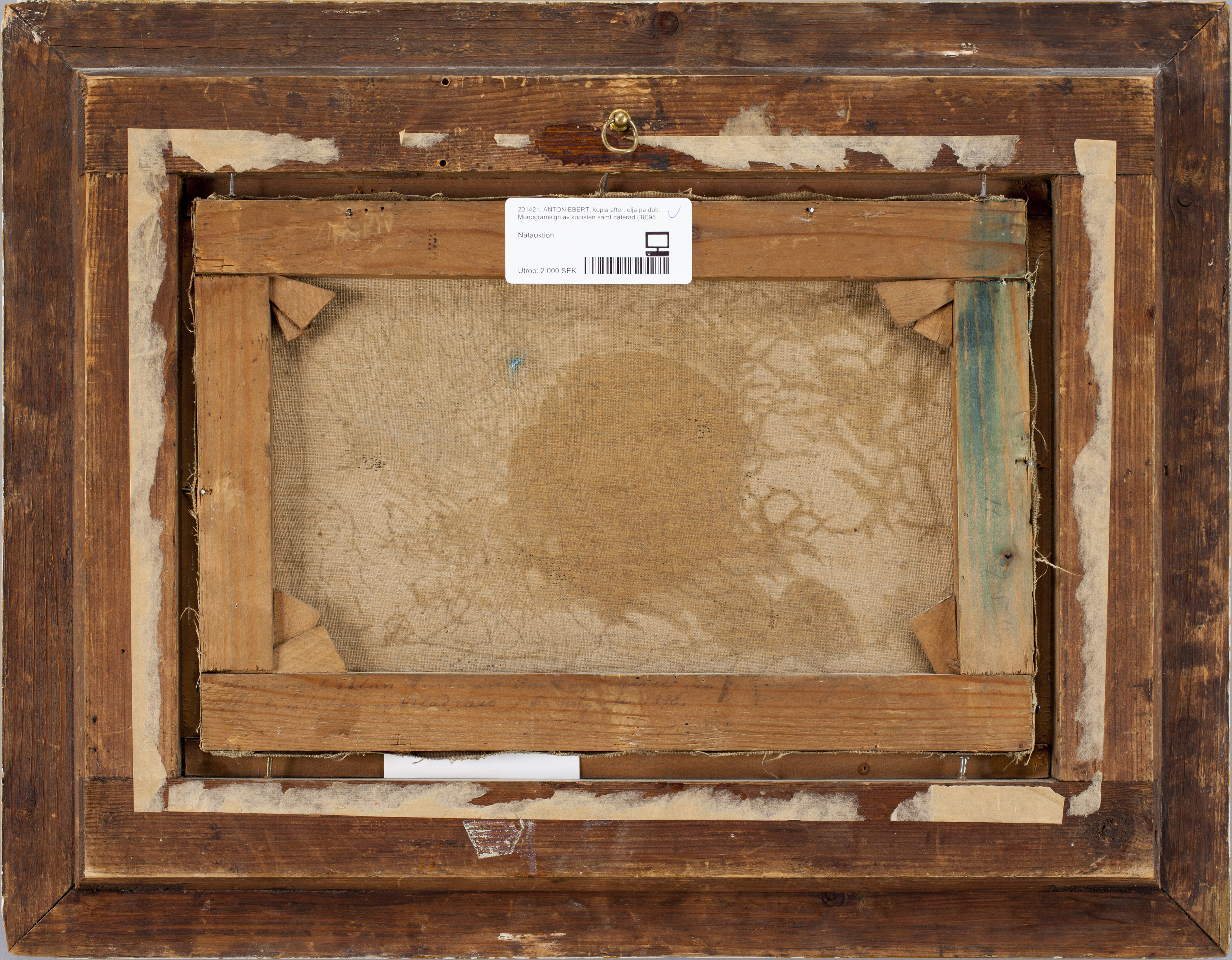 ANTON EBERT, kopia efter, olja på duk. Monogramsign av kopisten samt ...