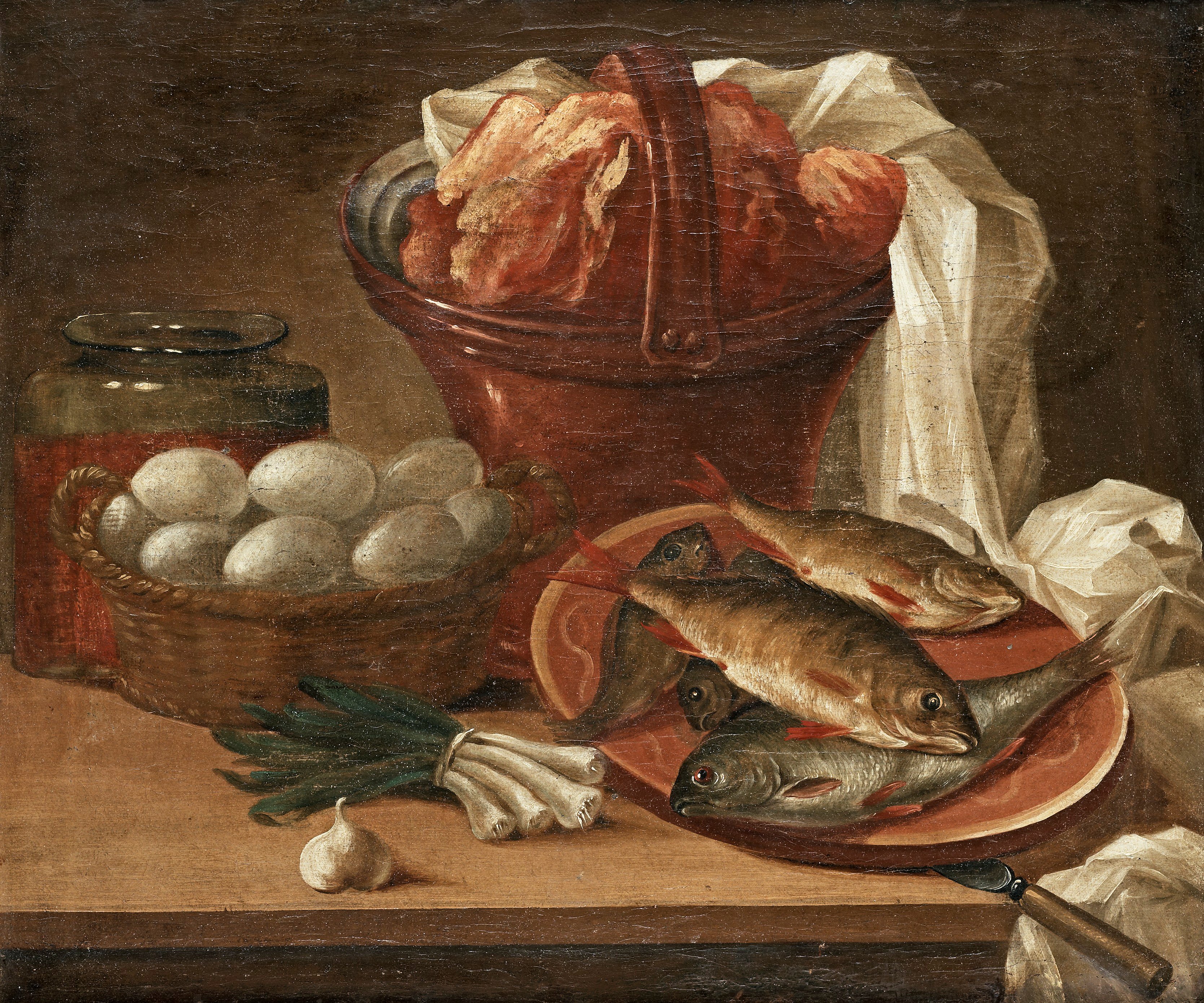 Nicolas Henry Jeaurat de Bertry Circle of, Still life with fish, egg ...
