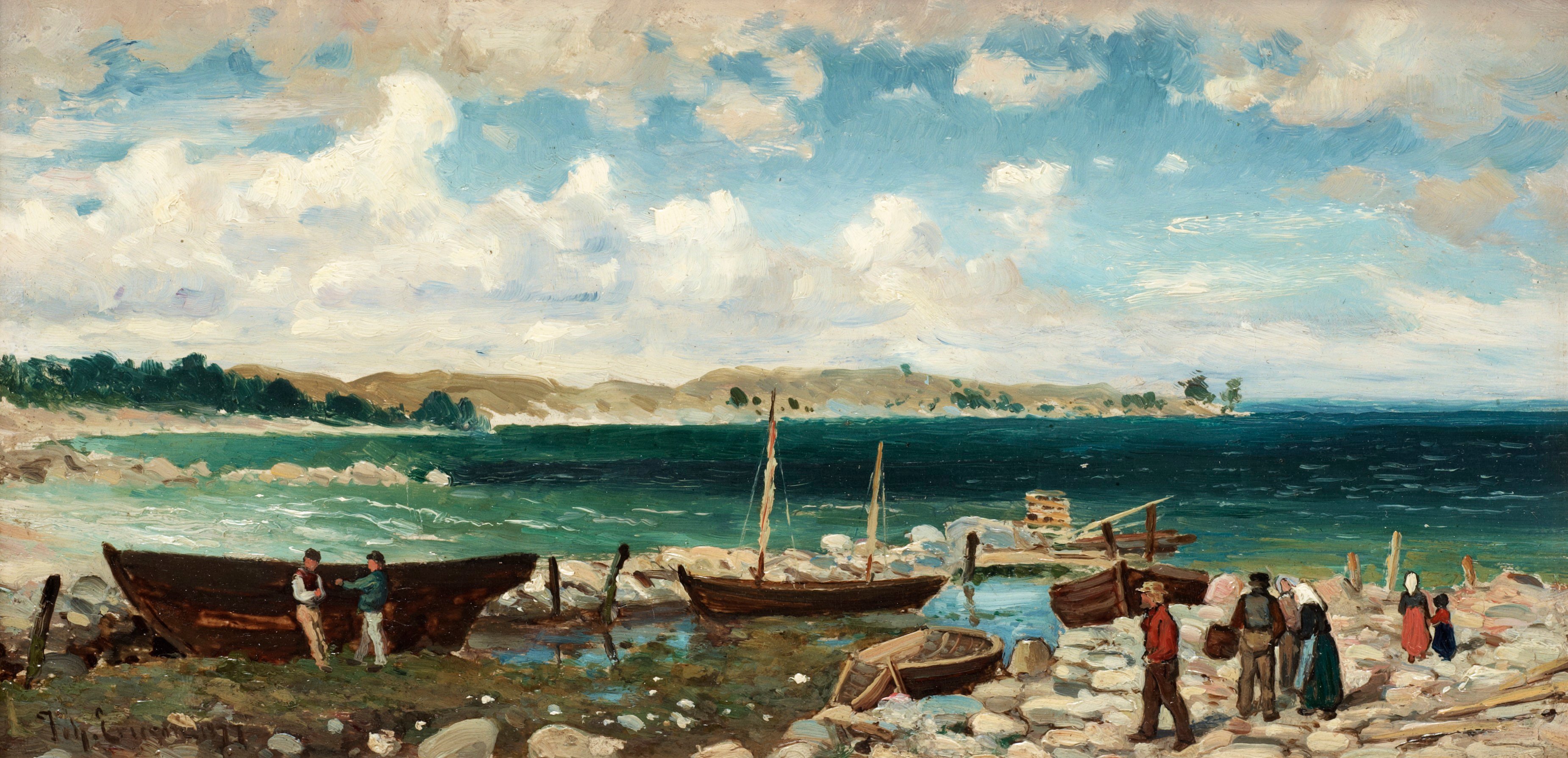 Johan Ericson, Coastal landscape with harbour. - Bukowskis
