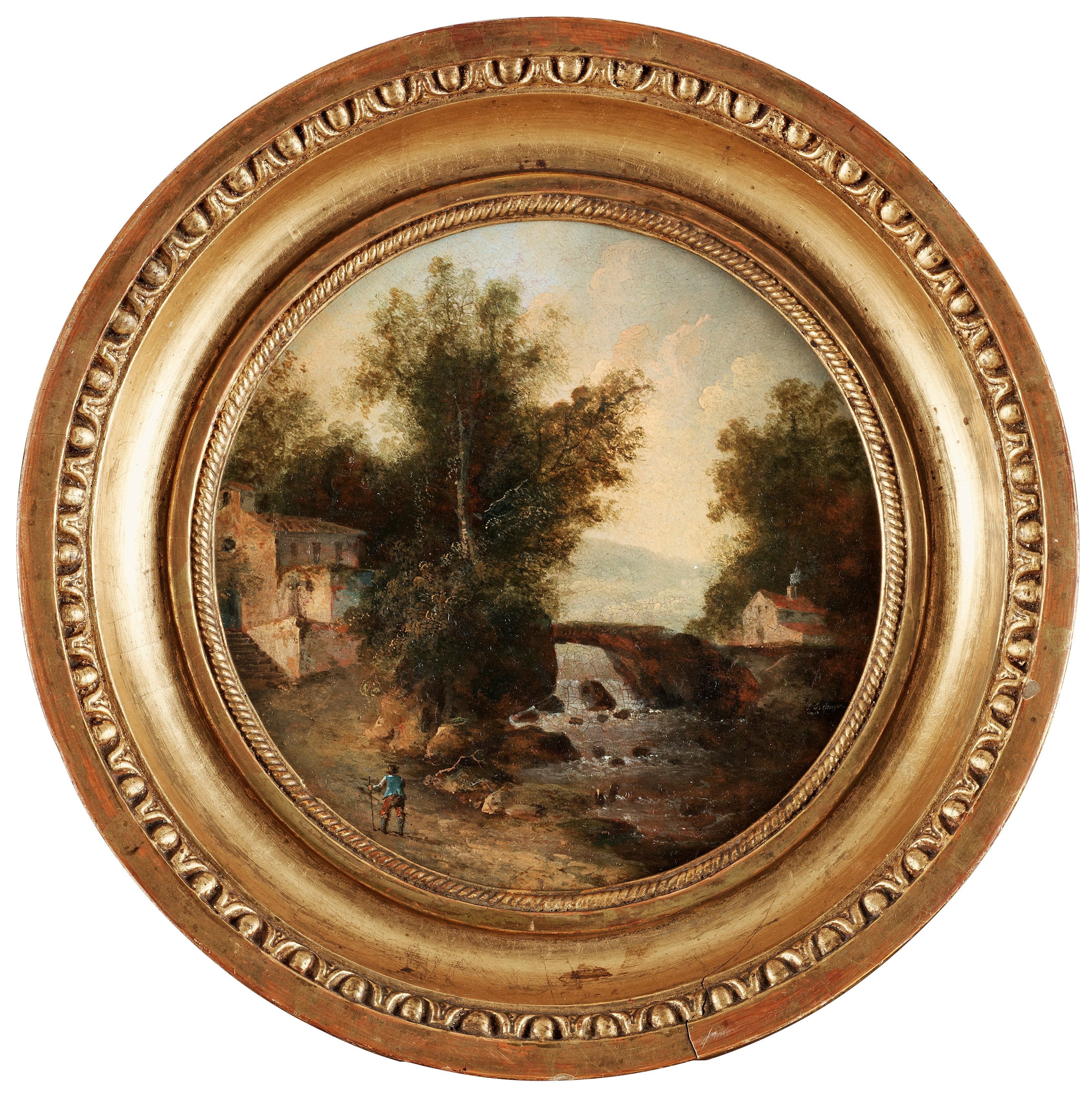 Louis Belanger, Landscape with river and a man walking. - Bukowskis