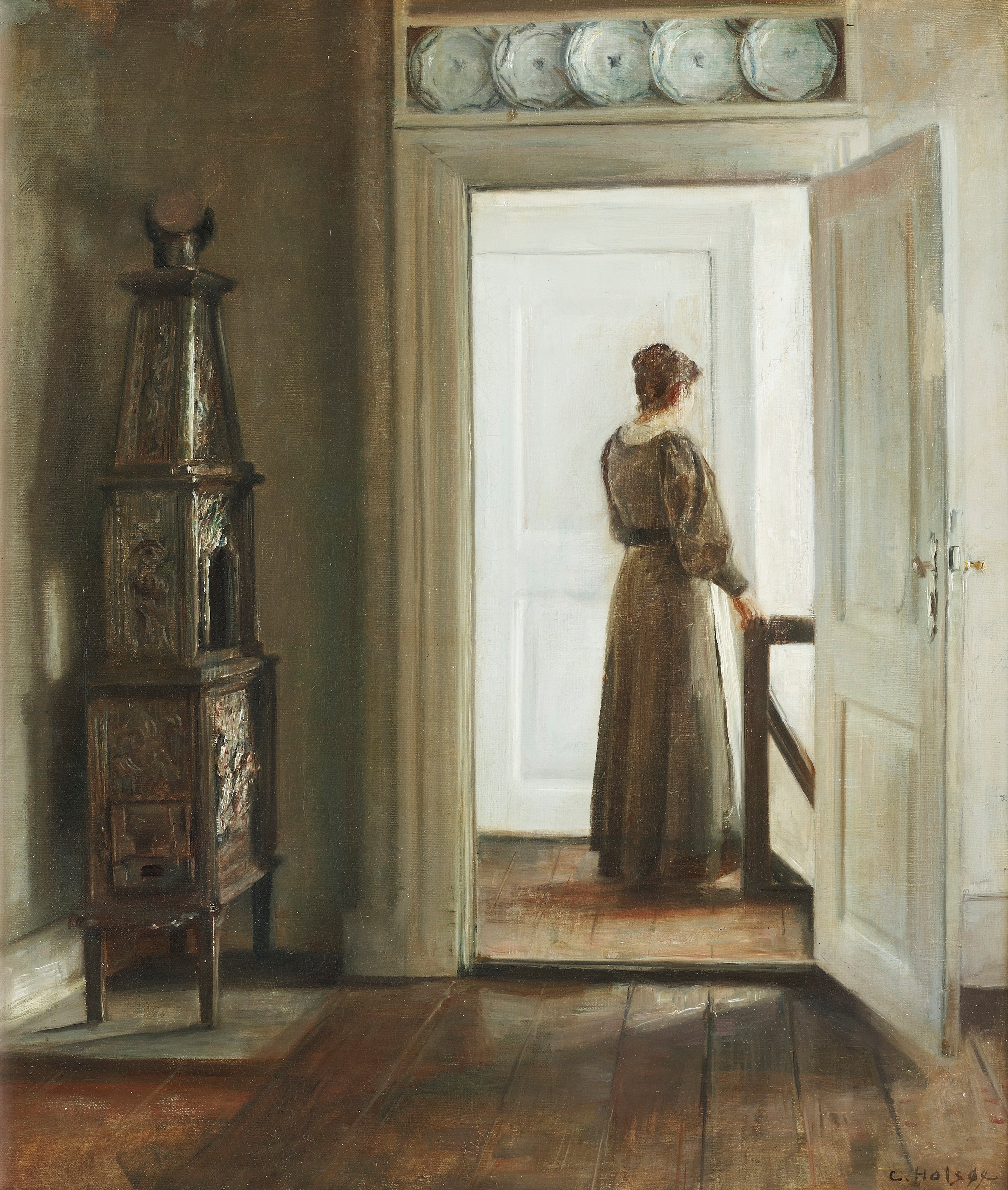 Carl Holsoe, Interior with a woman. - Bukowskis