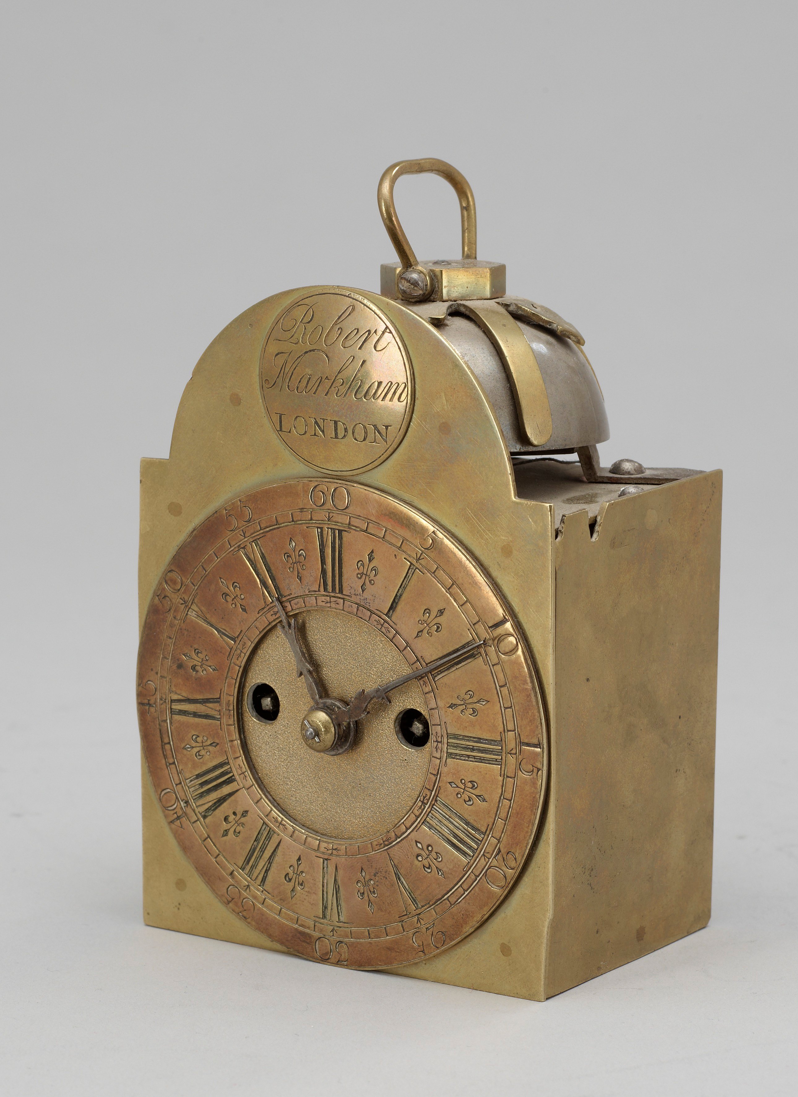 An English 18th century brass table clock by Robert Markham, London ...