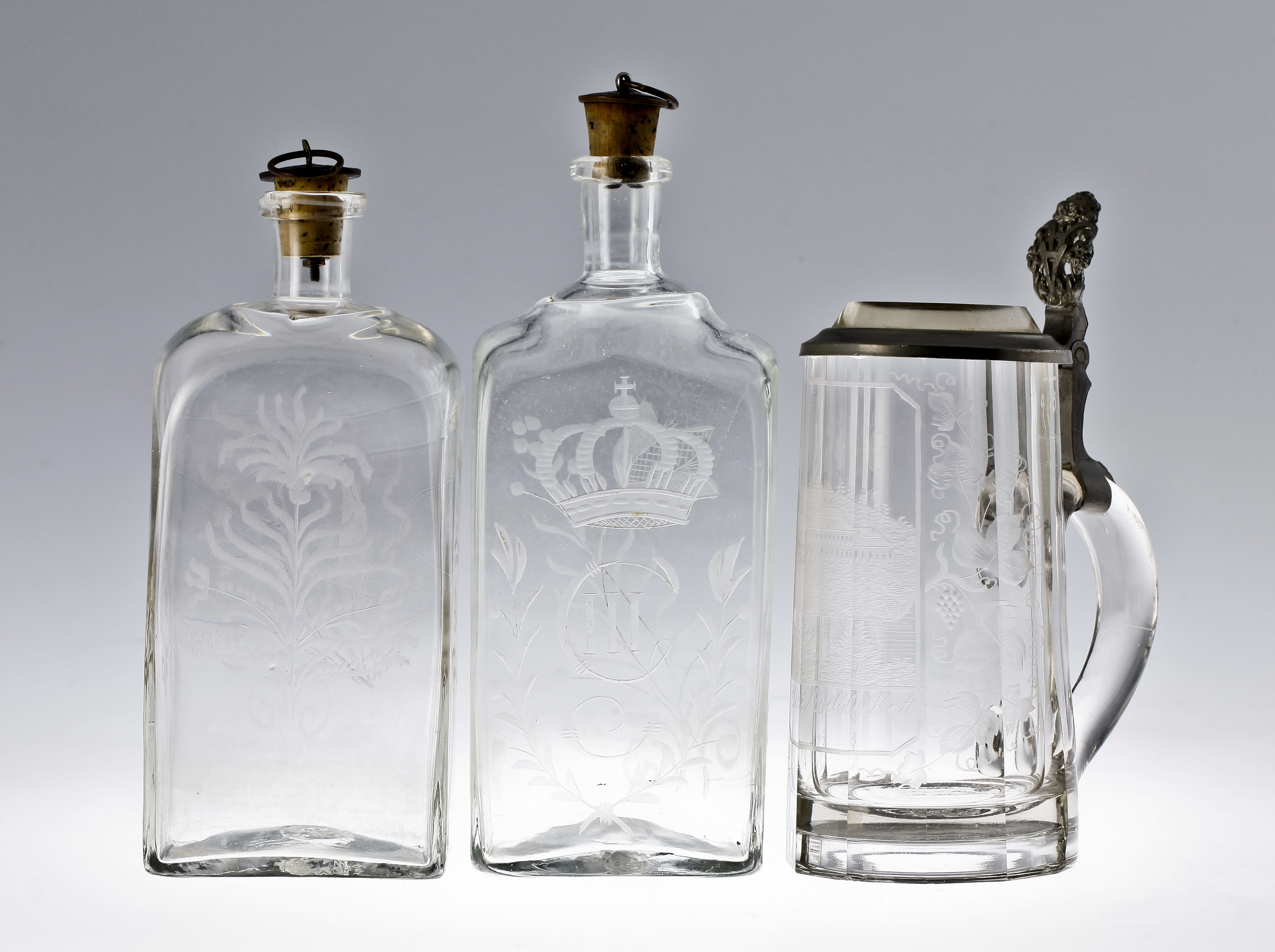 FLASKOR, 2 st. SAMT STOP, glas, Sverige 1800-tal. - Bukowskis