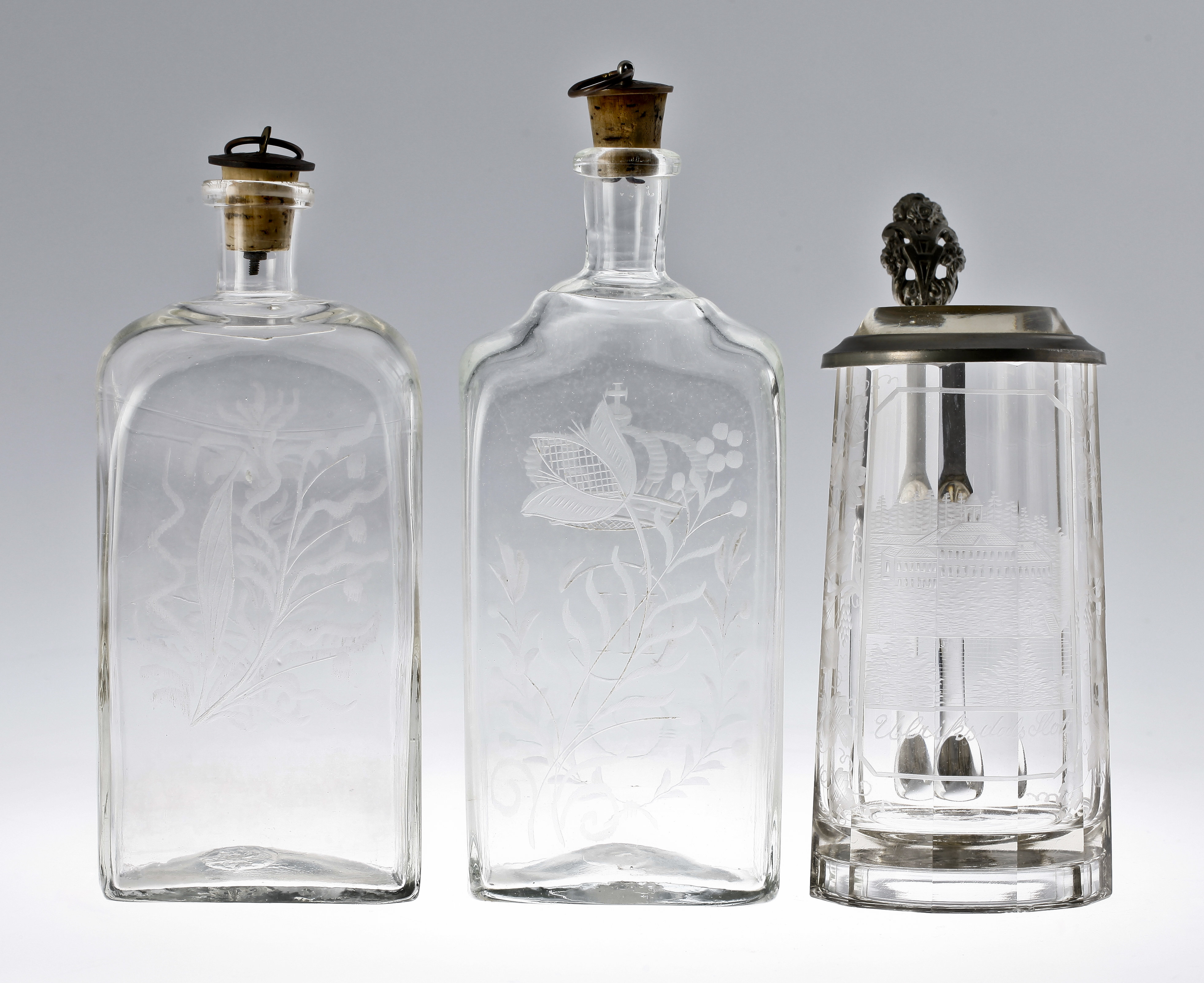 FLASKOR, 2 st. SAMT STOP, glas, Sverige 1800-tal. - Bukowskis