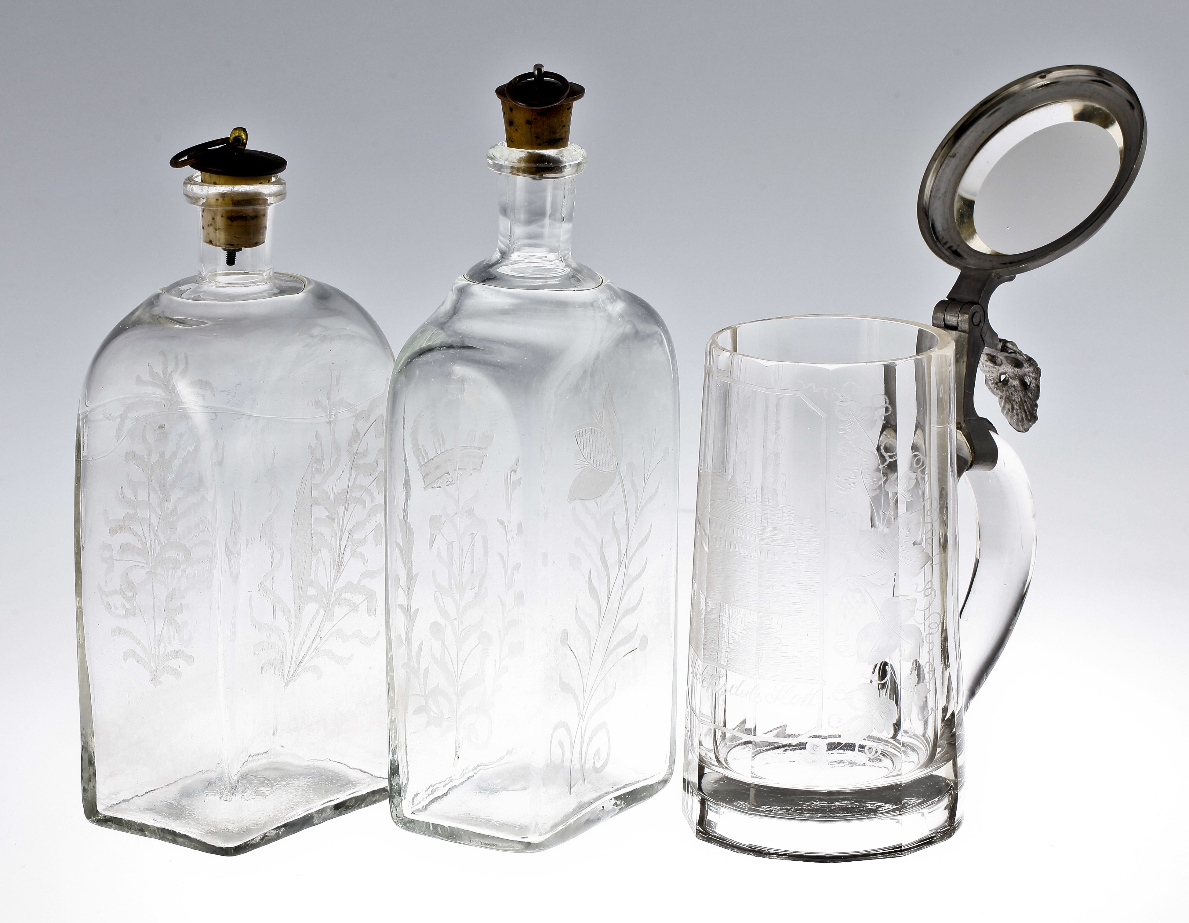 FLASKOR, 2 st. SAMT STOP, glas, Sverige 1800-tal. - Bukowskis