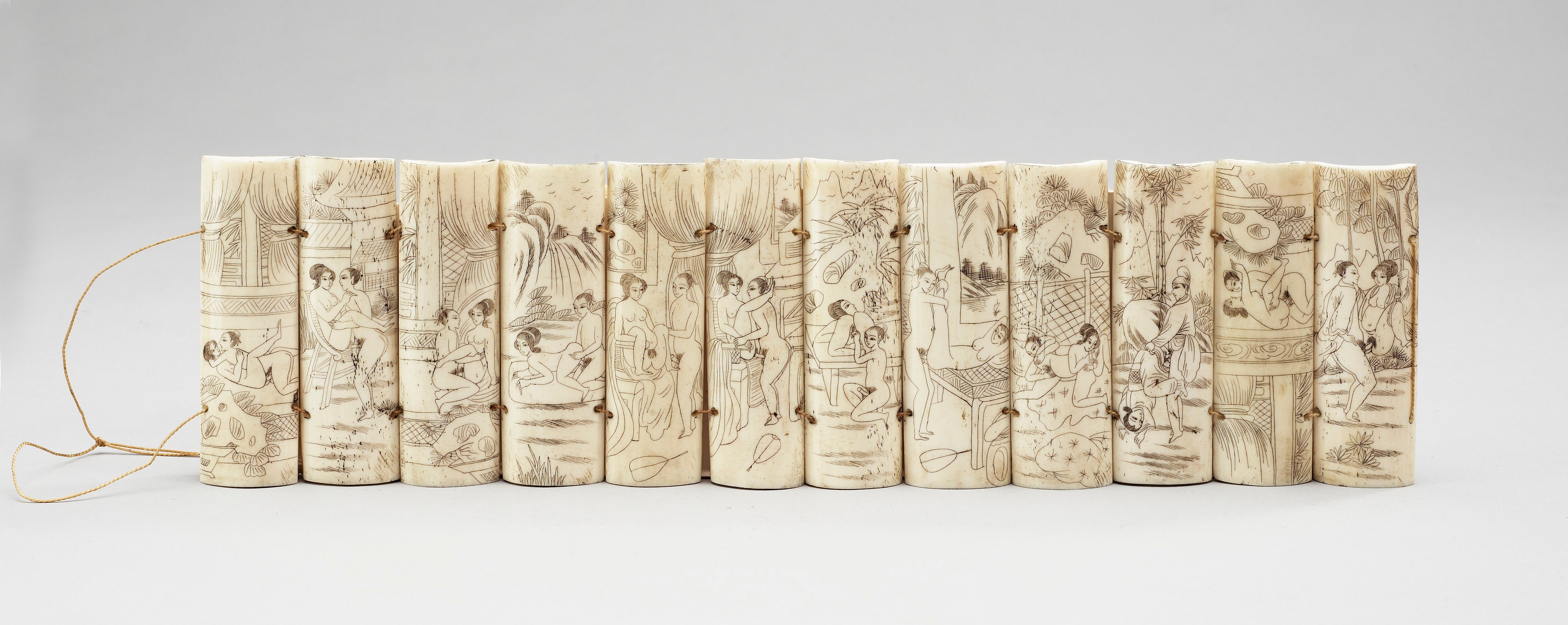 Twelve Chinese bone panels, 20th century. - Bukowskis
