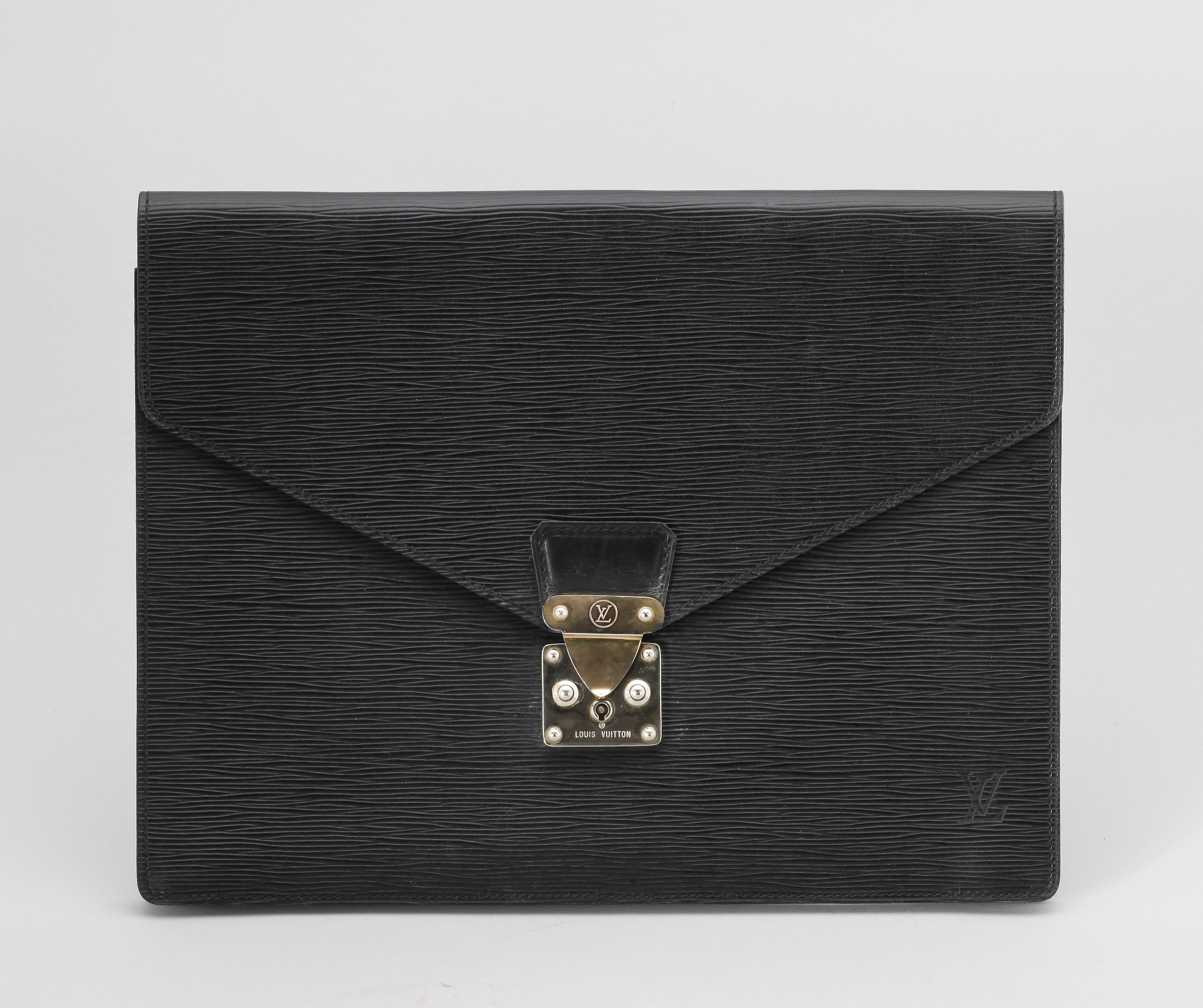 A black epi leather portfolio by Louis Vuitton, "Minuto". - Bukowskis