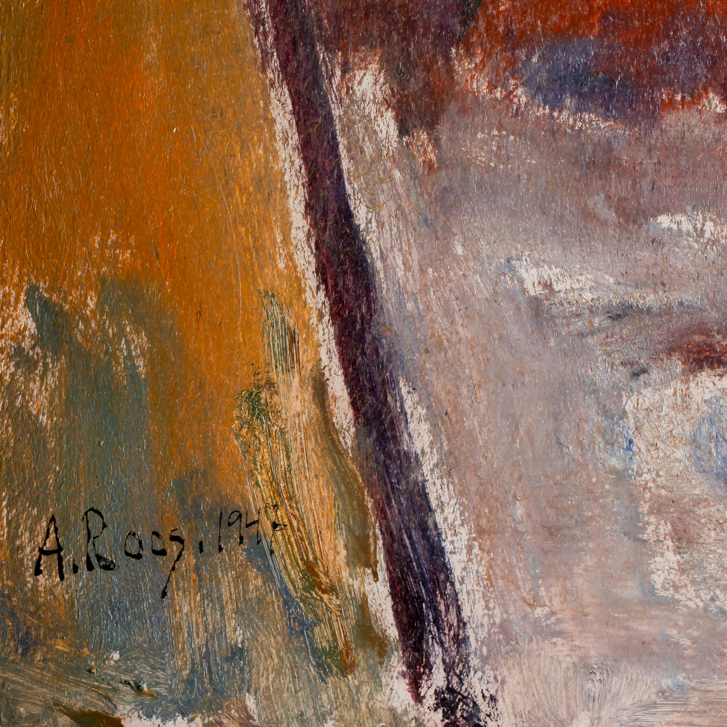 ALEXANDER ROOS. Olja på pannå. Sign A. Ros. och daterad 1947. - Bukowskis