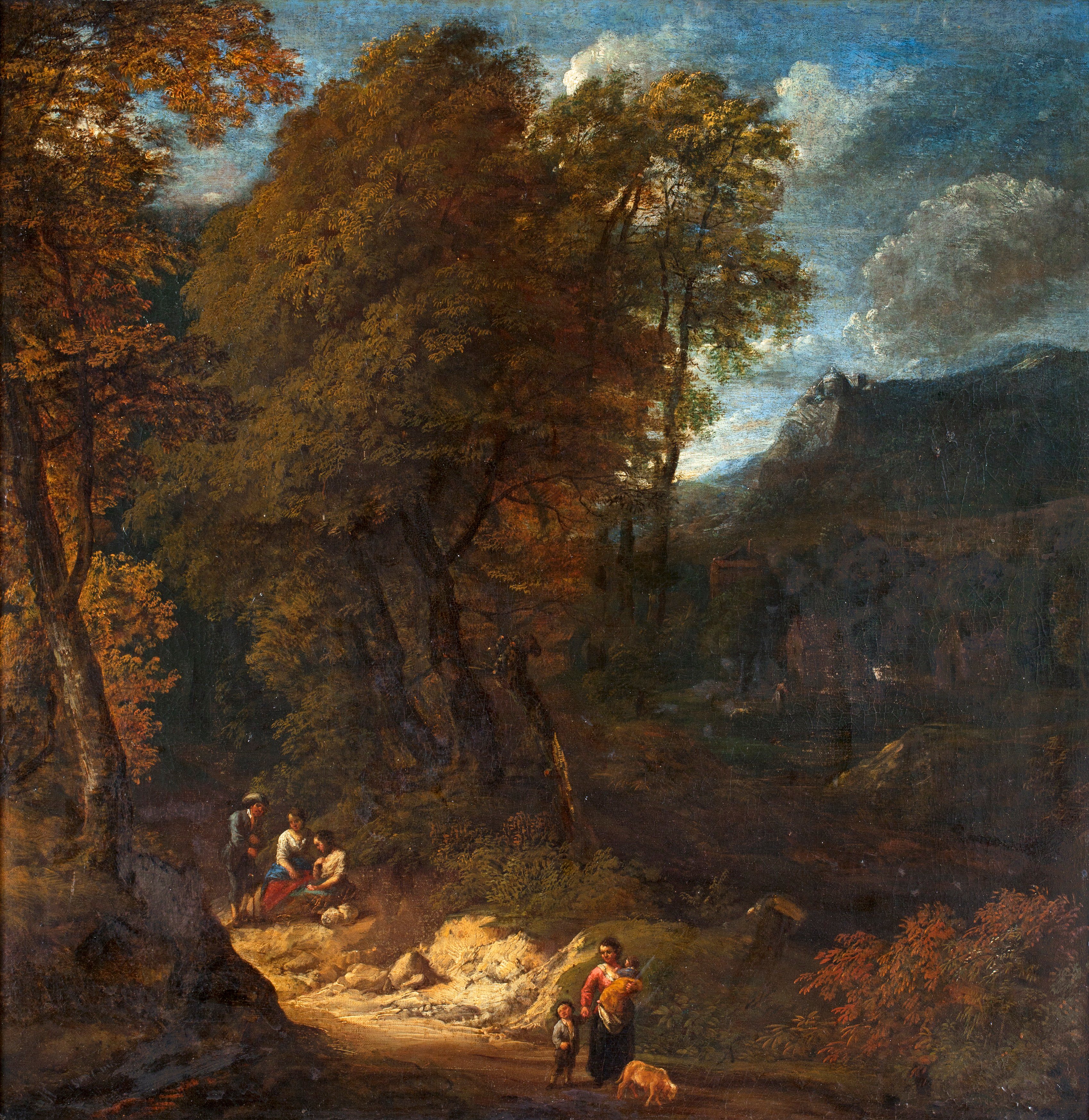 Cornelis Huysmans Circle of, Landscape with figures. - Bukowskis