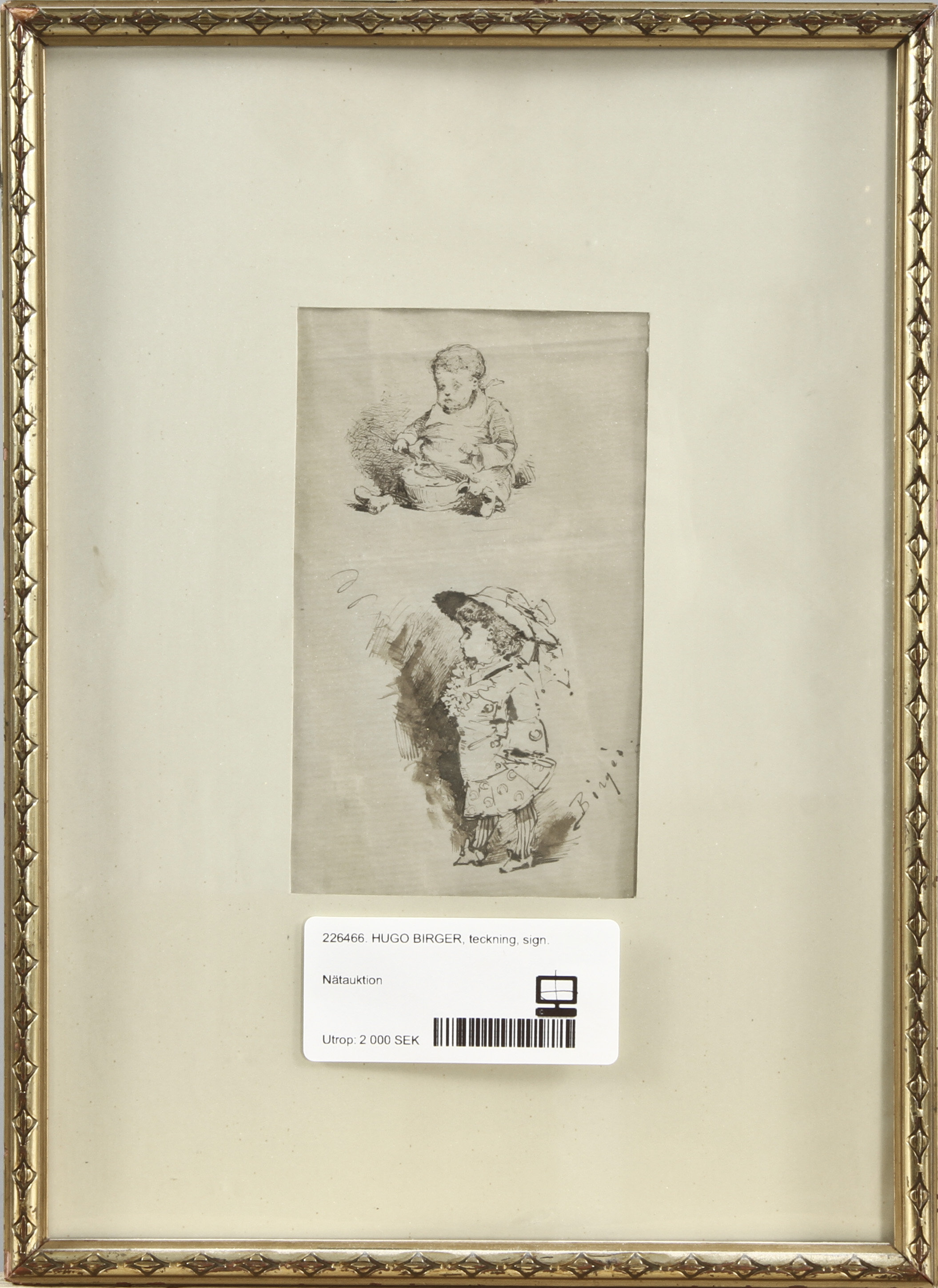 HUGO BIRGER, teckning, sign. - Bukowskis