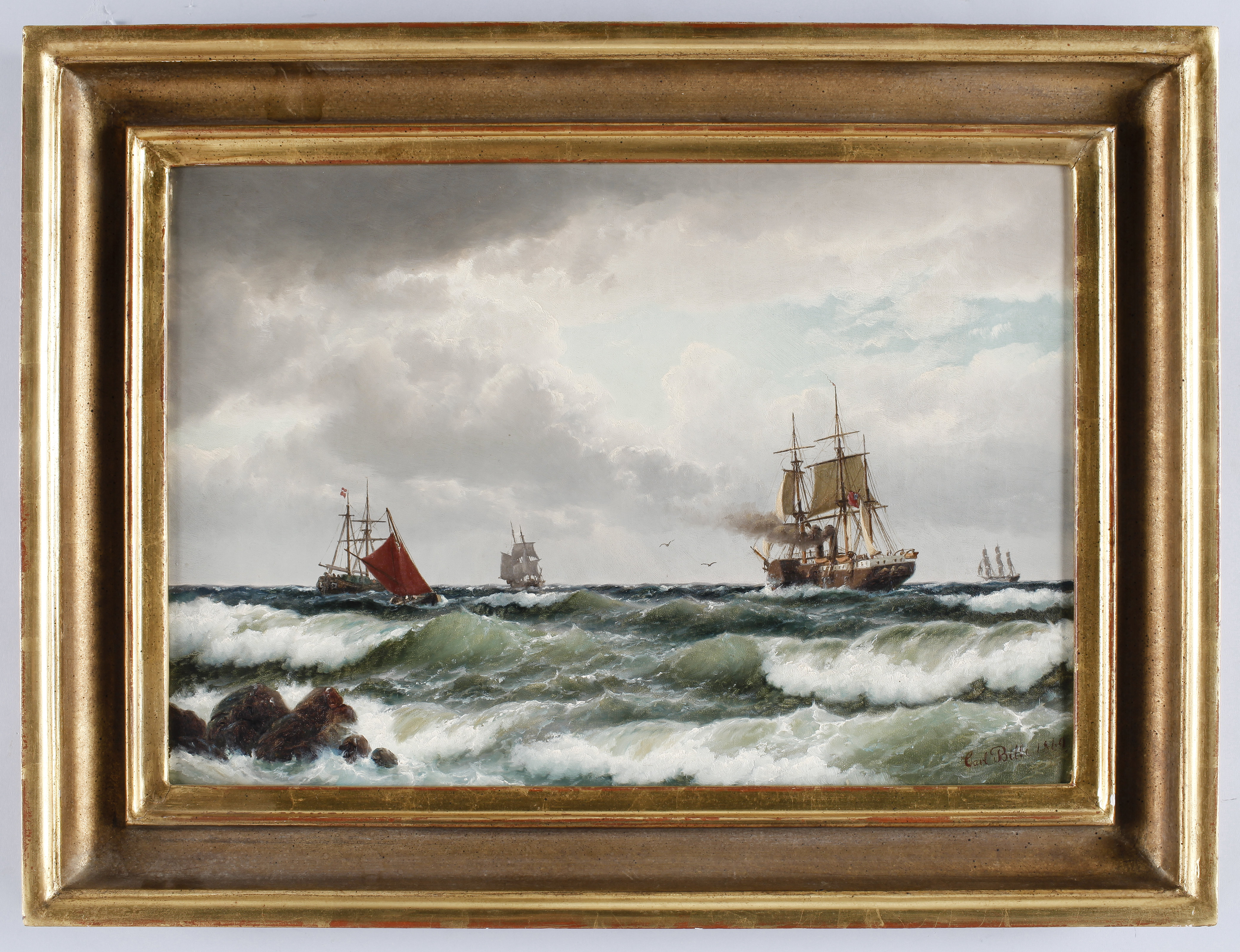 Carl Ludwig Bille, Ships by the coast. - Bukowskis