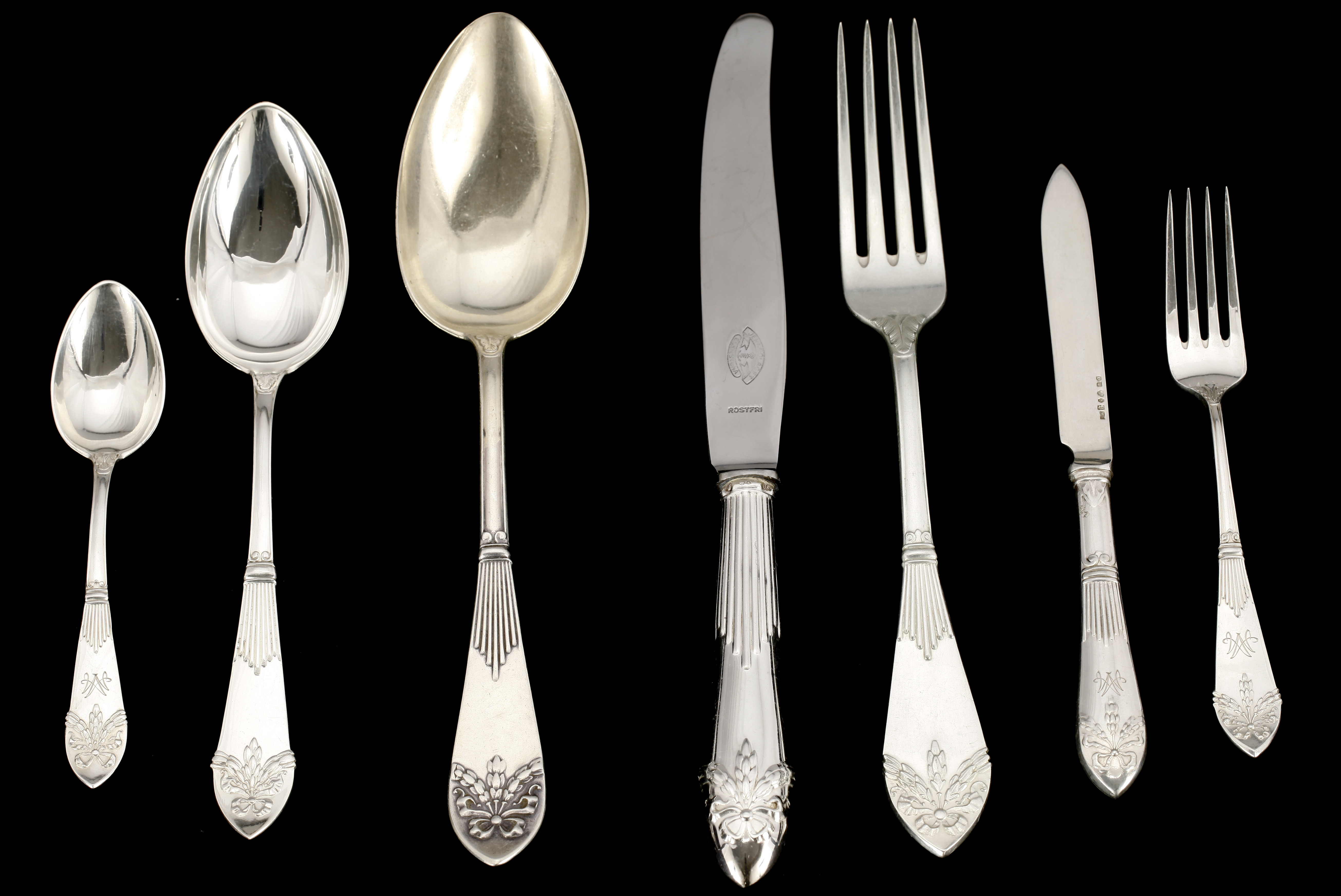 BESTICK, servis 101 delar, silver, "Empire", CG Hallberg, Stockholm ...