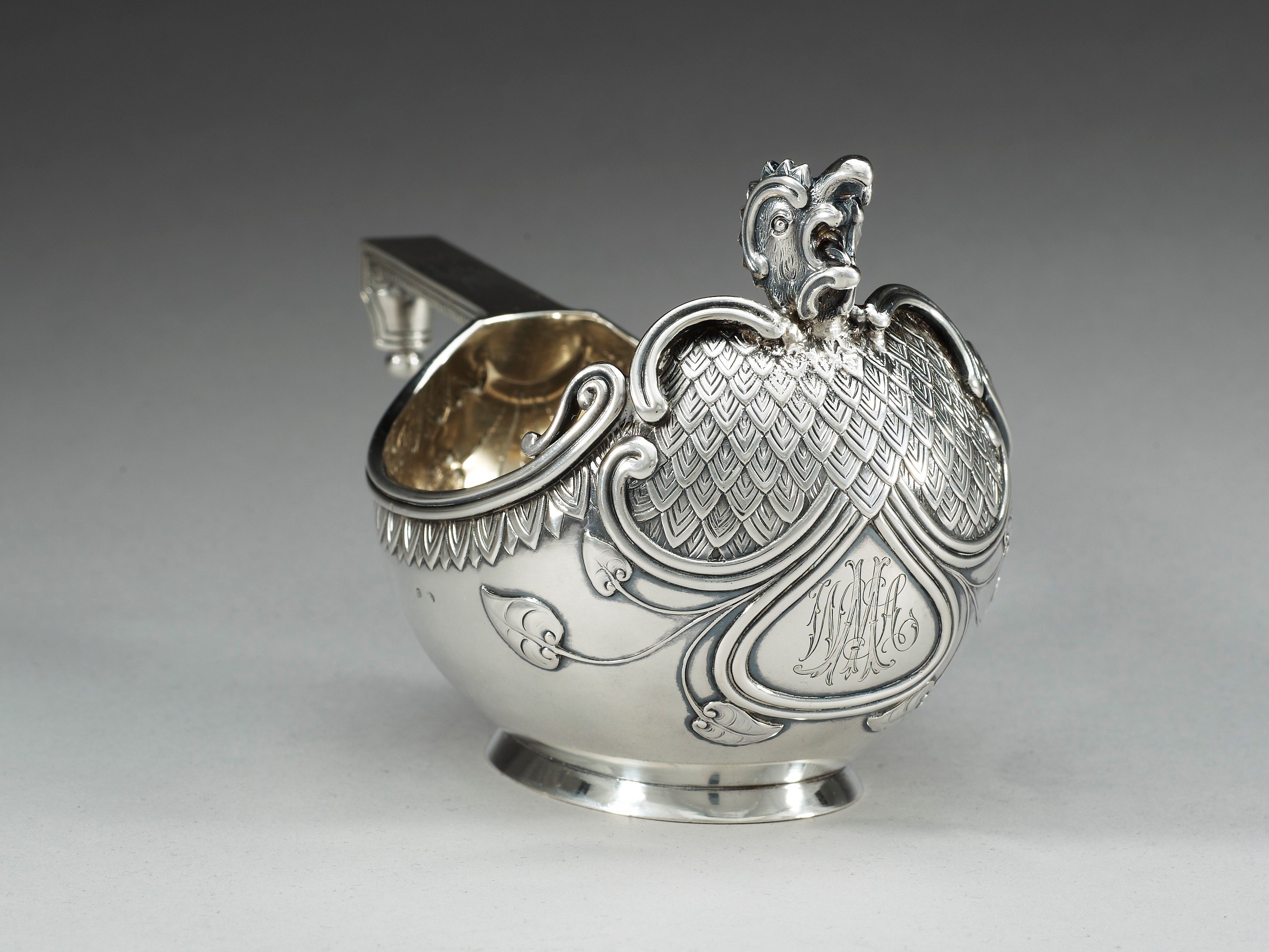 A Russian silver kovsh, makers mark of Pjotr Loskutov, Moscow 1896-1908 ...