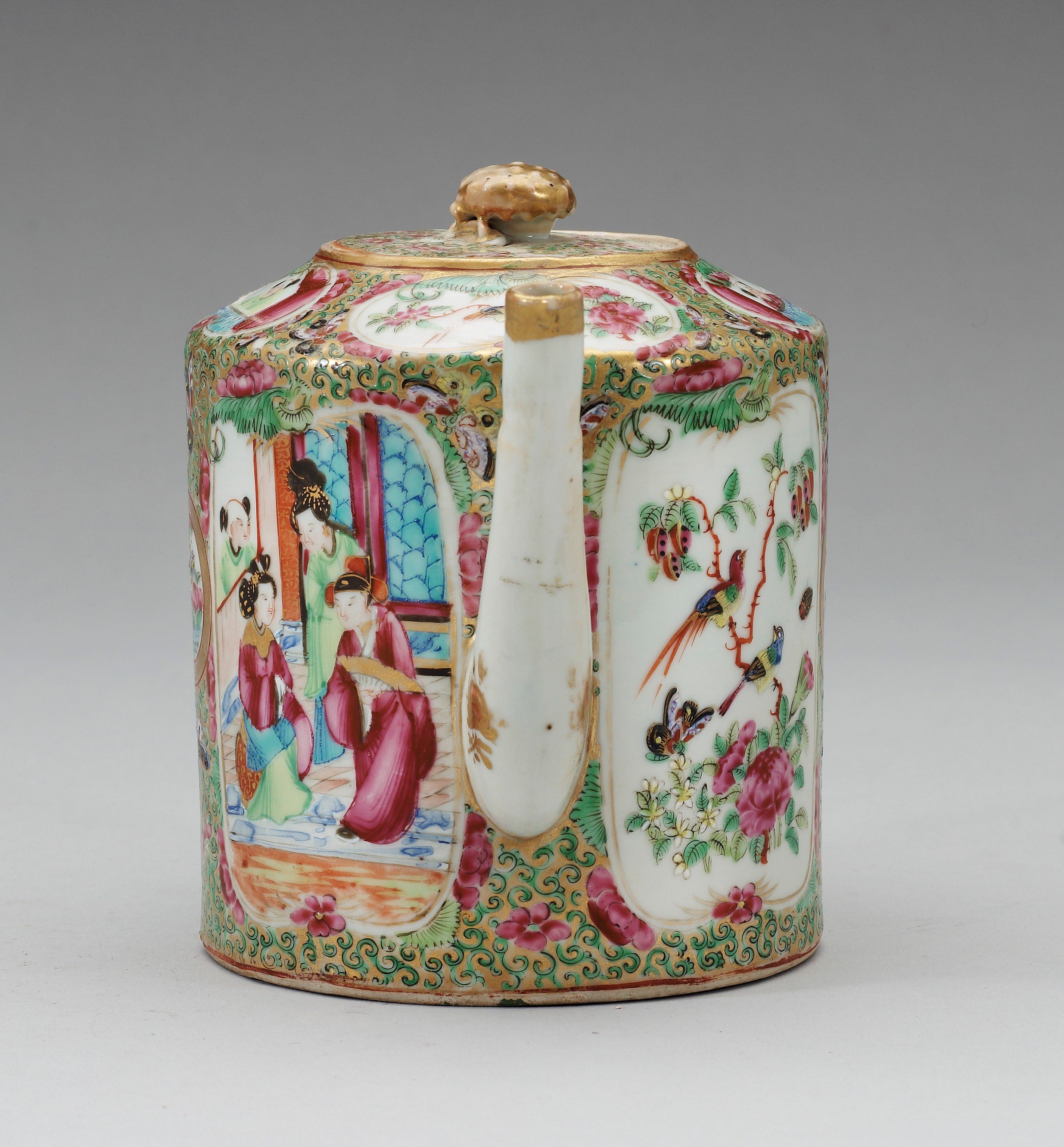 A Canton famille rose tea pot with cover, Qing dynasty, 19th Century ...