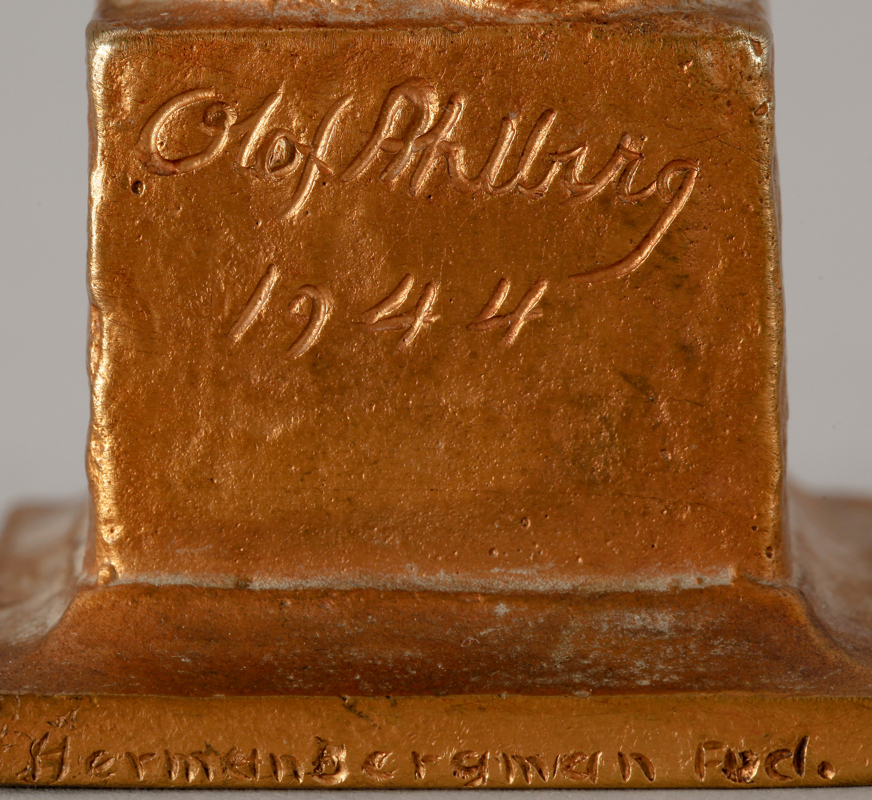 OLOF AHLBERG, skulptur, brons. Sign. o dat. 1944. Herman Bergman fud ...