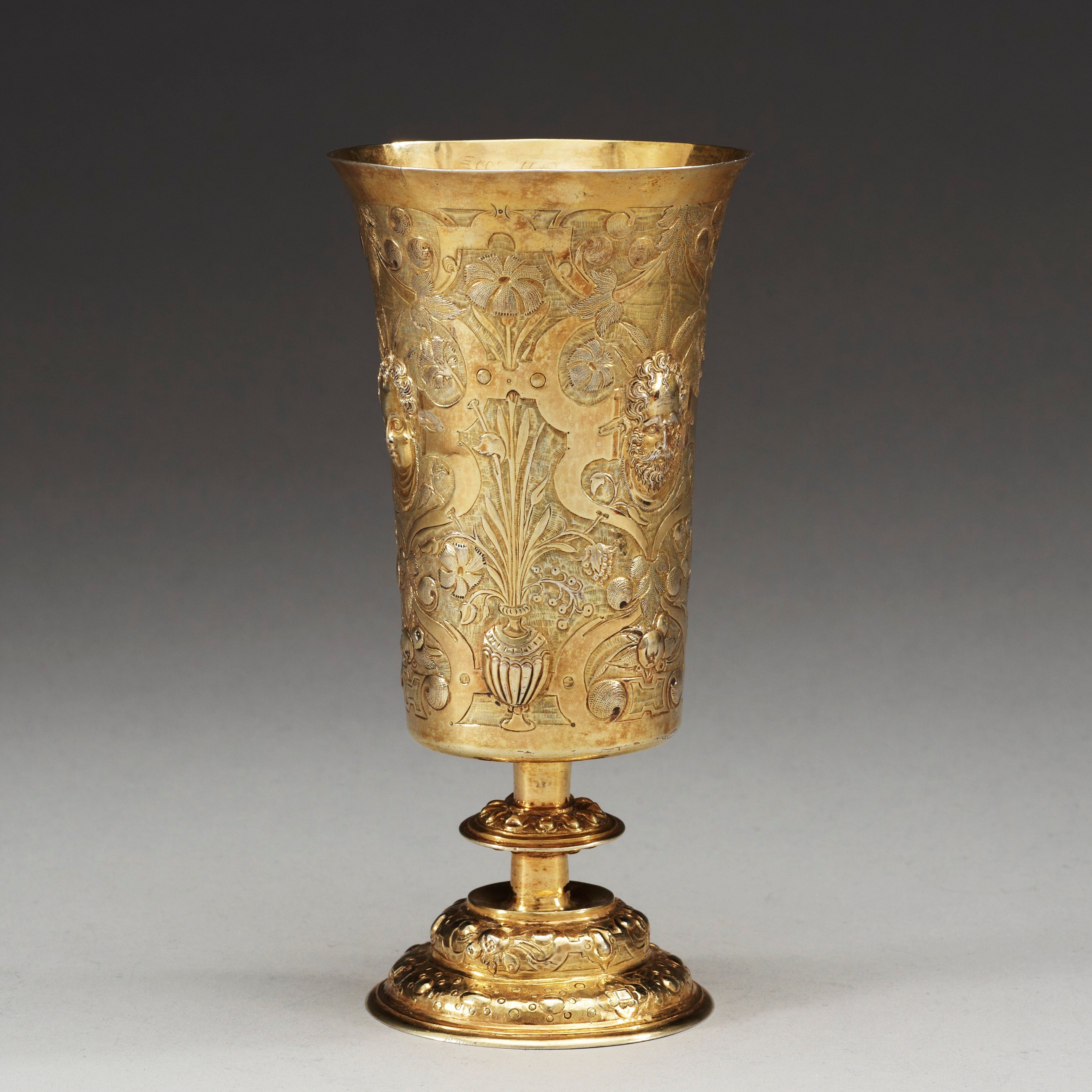 A German late 16th/early 17th century silver-gilt cup, makers mark of ...