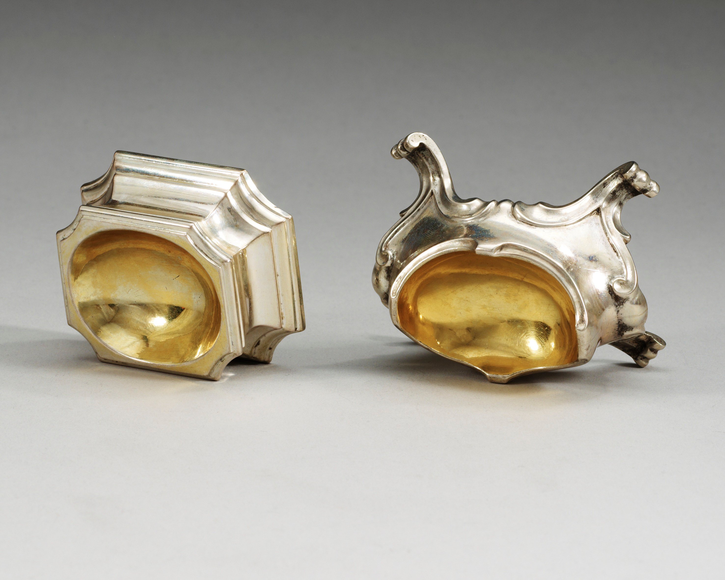 Two 18th century parcel-gilt salts, one of Silwester Wohlgemut, Celle ...