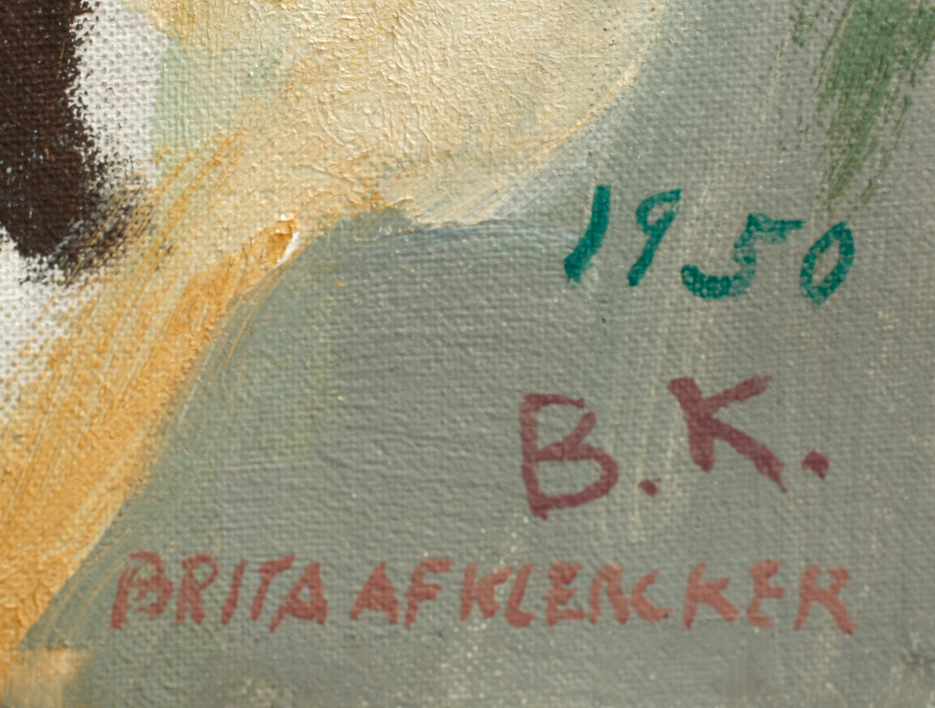 BRITA AF KLERCKER, olja på duk, sign och dat 1950. - Bukowskis