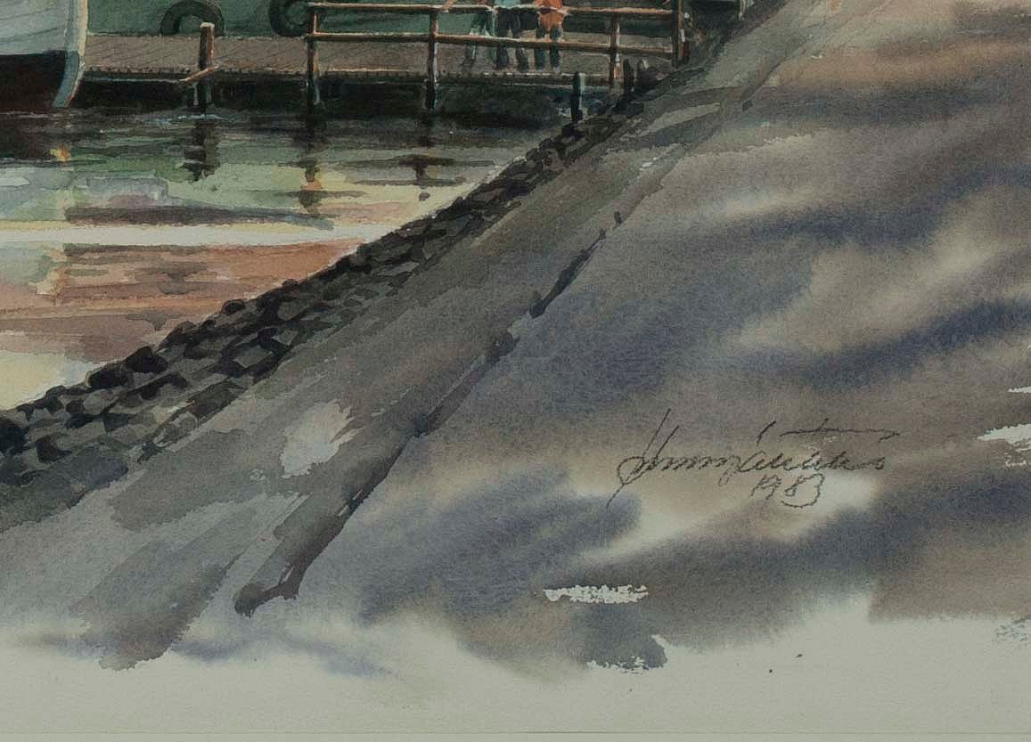 KIMMO PÄLIKKÖ, VENEITÄ POHJOISRANNASSA, vesiväri, sign. 1983. - Bukowskis