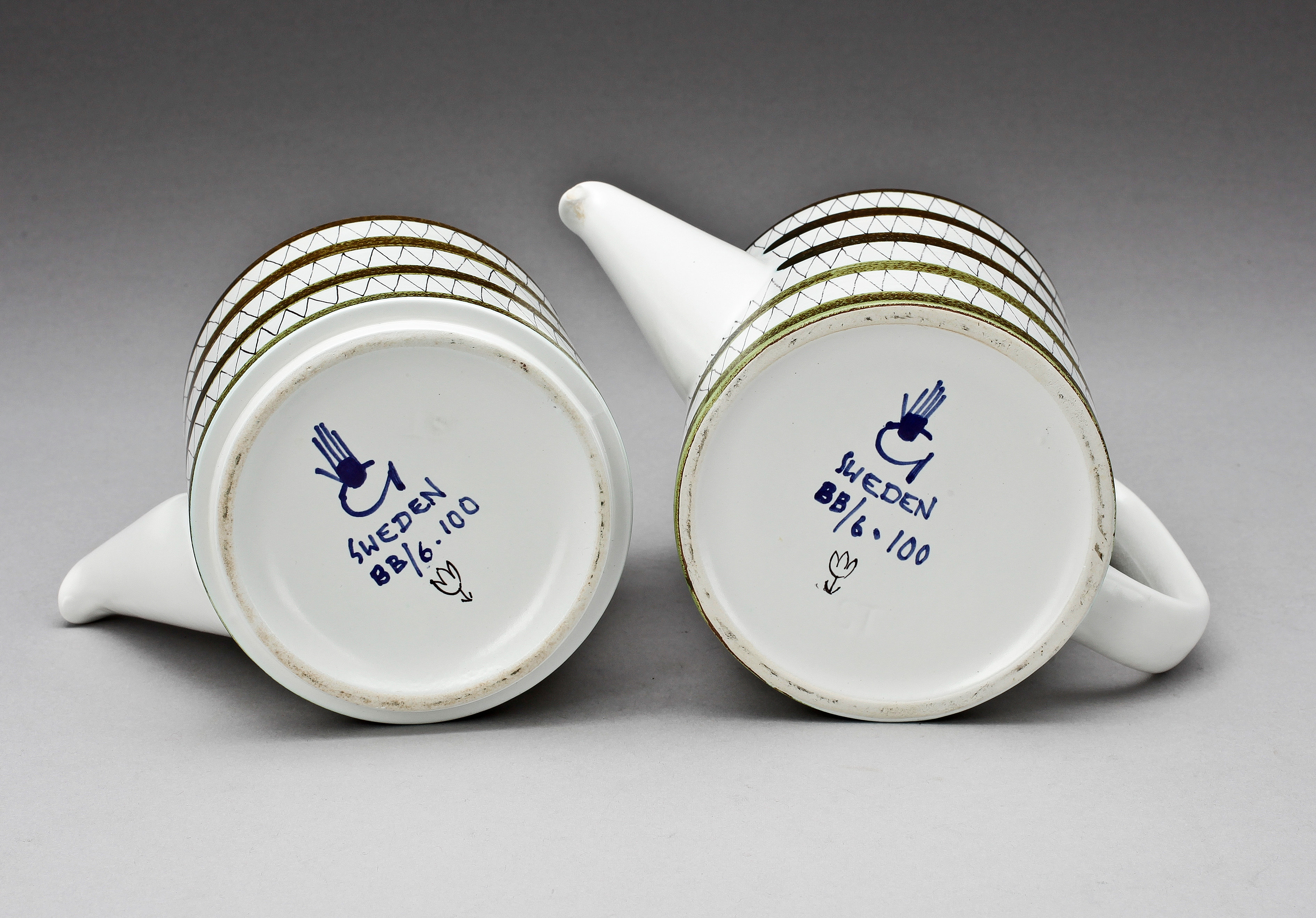 DUBBELKANNA, fajans, Stig Lindberg, Gustavsberg. 1950-tal. - Bukowskis