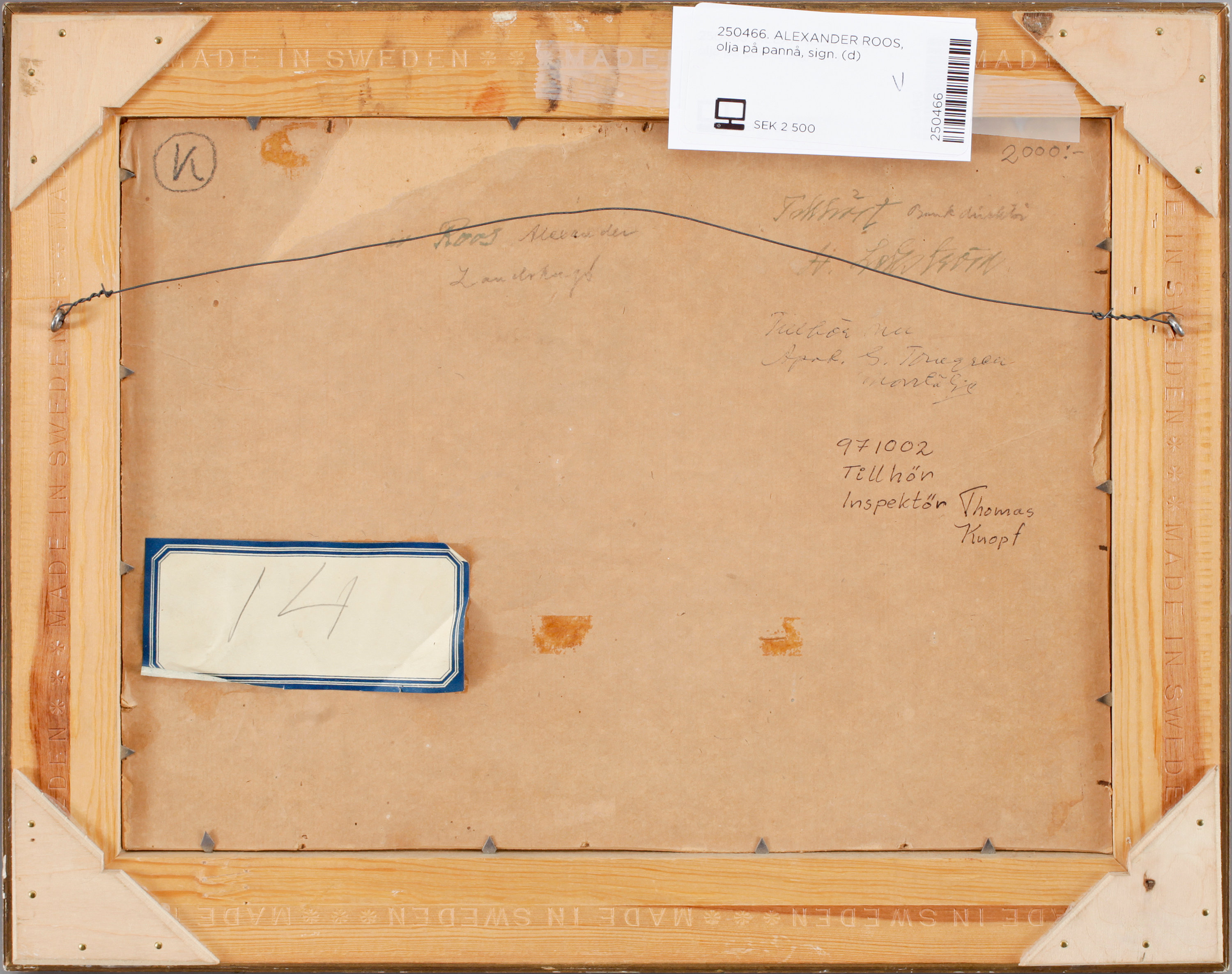 ALEXANDER ROOS, olja på pannå, sign. - Bukowskis