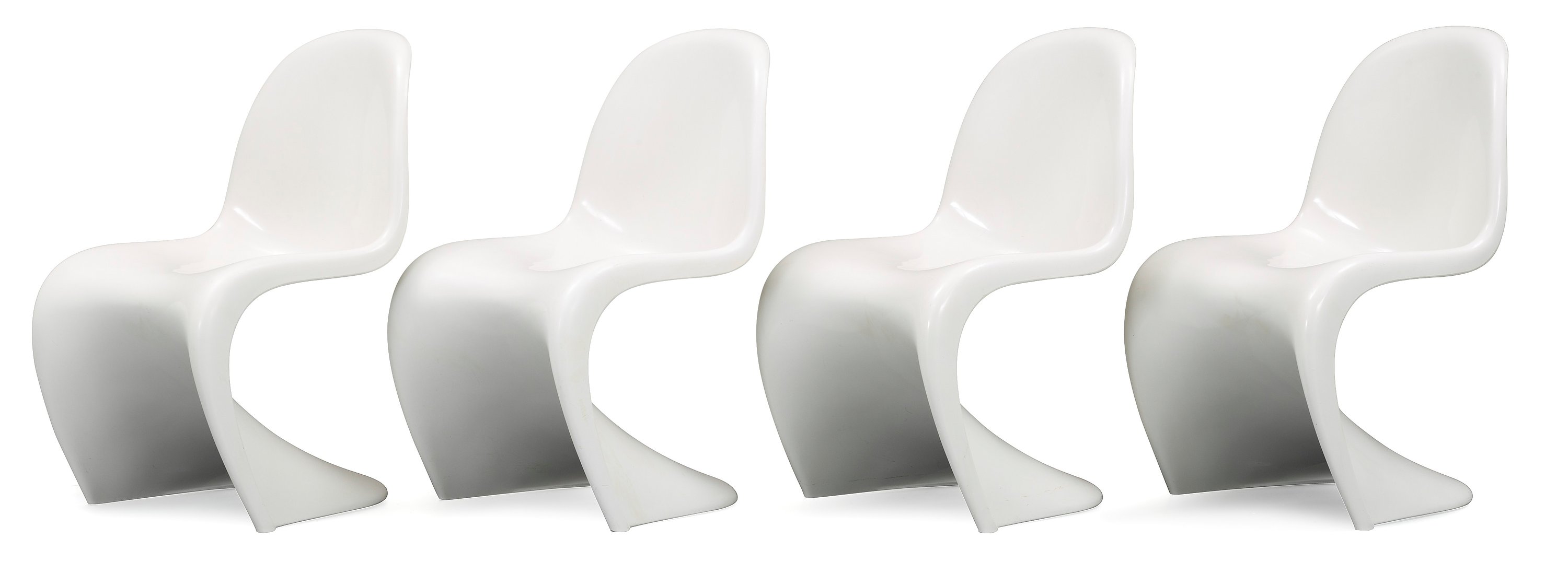A set of four Verner Panton white plastic chairs 'Panton chair' by ...
