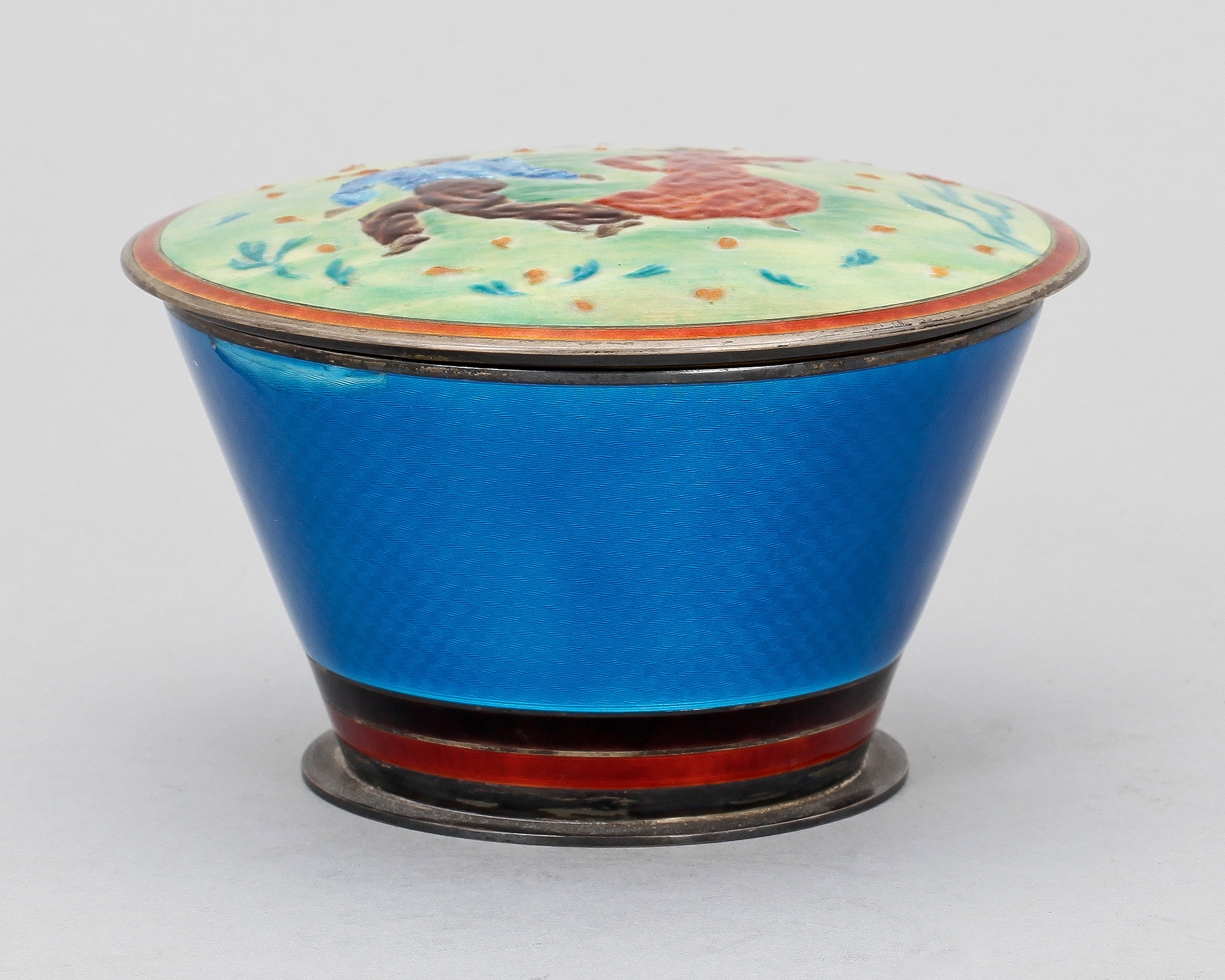 BONBONJÄR, 925S sterling silver och emalj. J.Tostrup, Oslo, 1900-tal ...