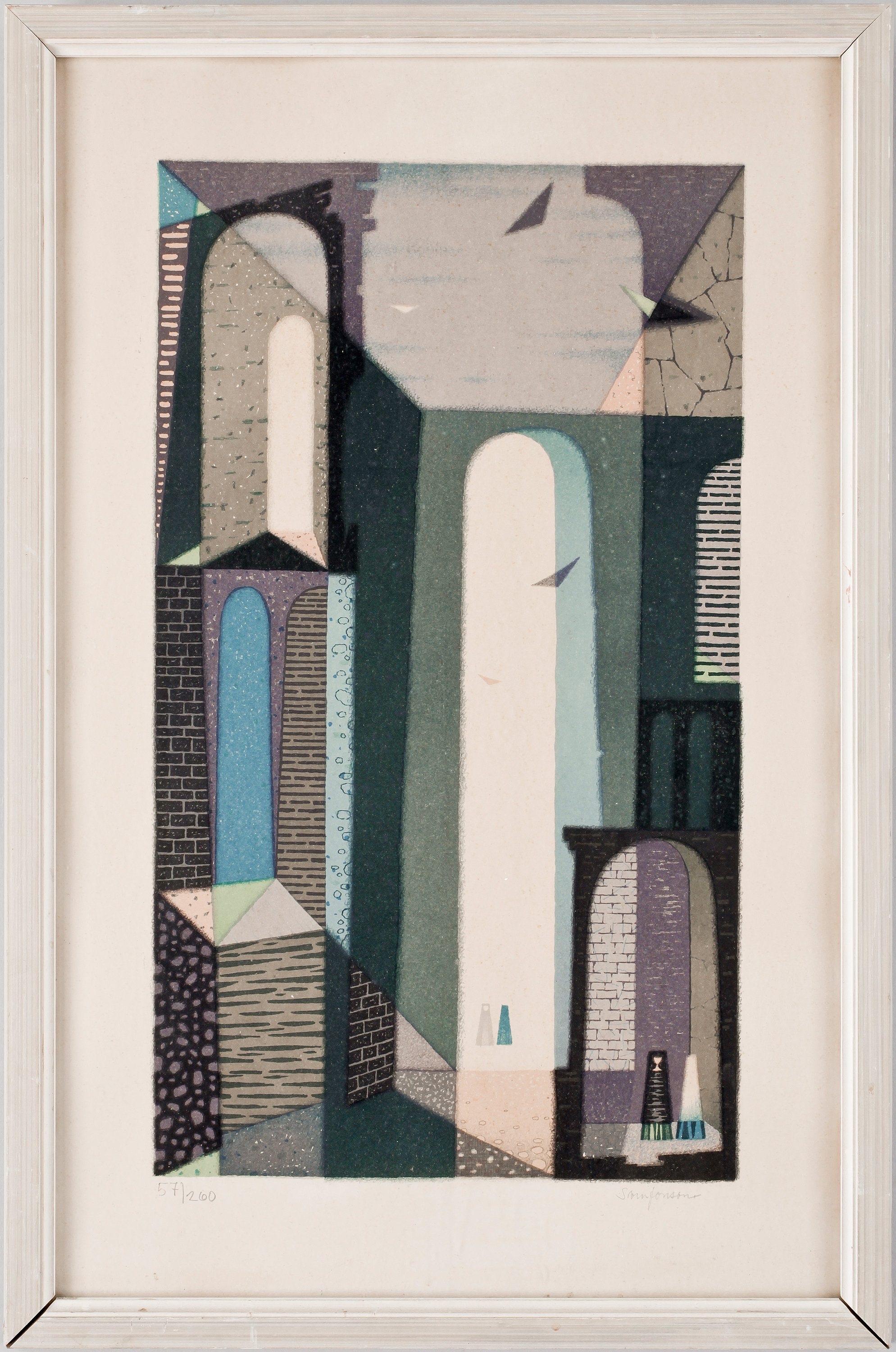 SVEN JONSON samt AXEL OLSSON, färglitografier, 2 st. Sign. Numr 57/260 ...