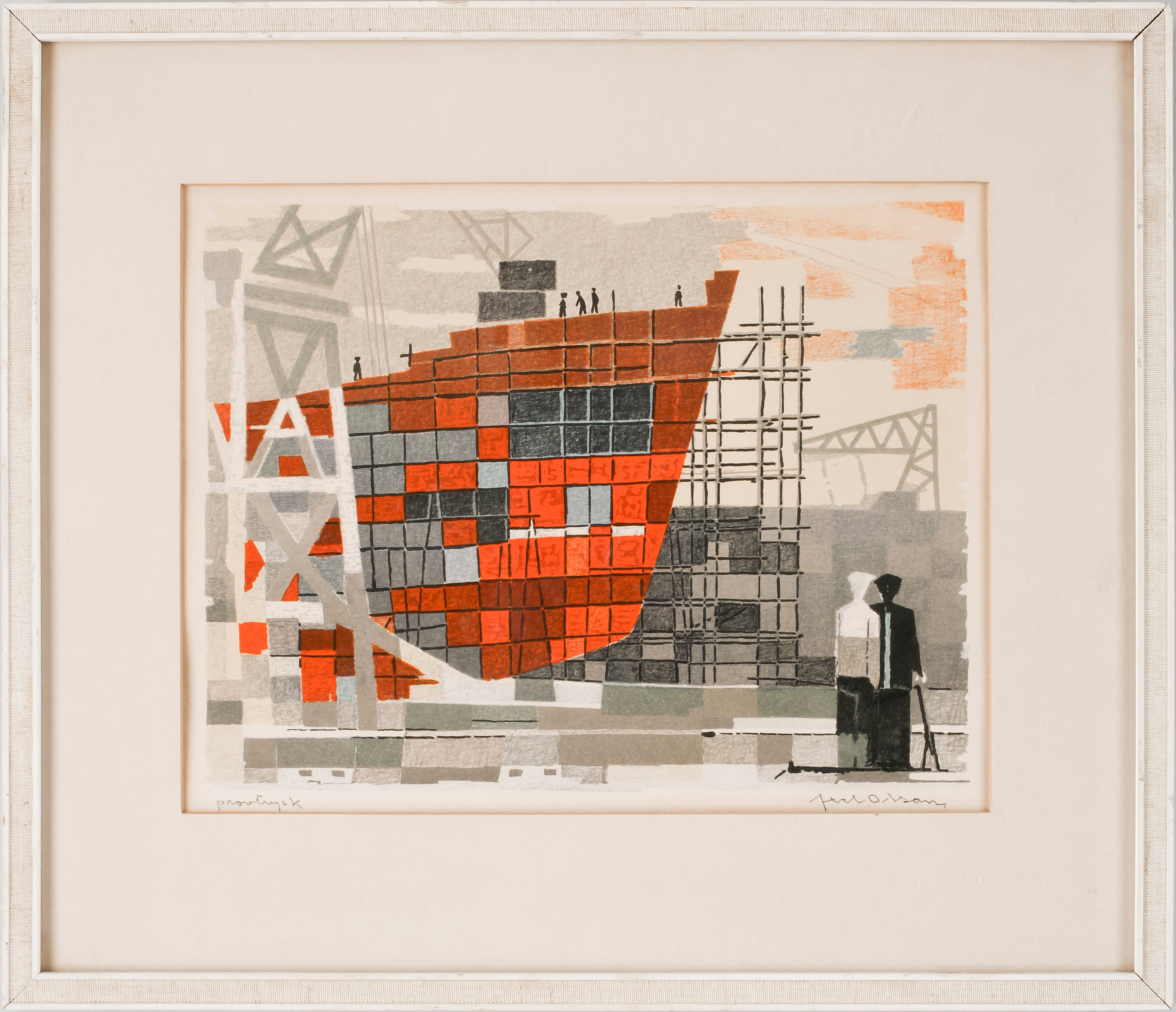 SVEN JONSON samt AXEL OLSSON, färglitografier, 2 st. Sign. Numr 57/260 ...