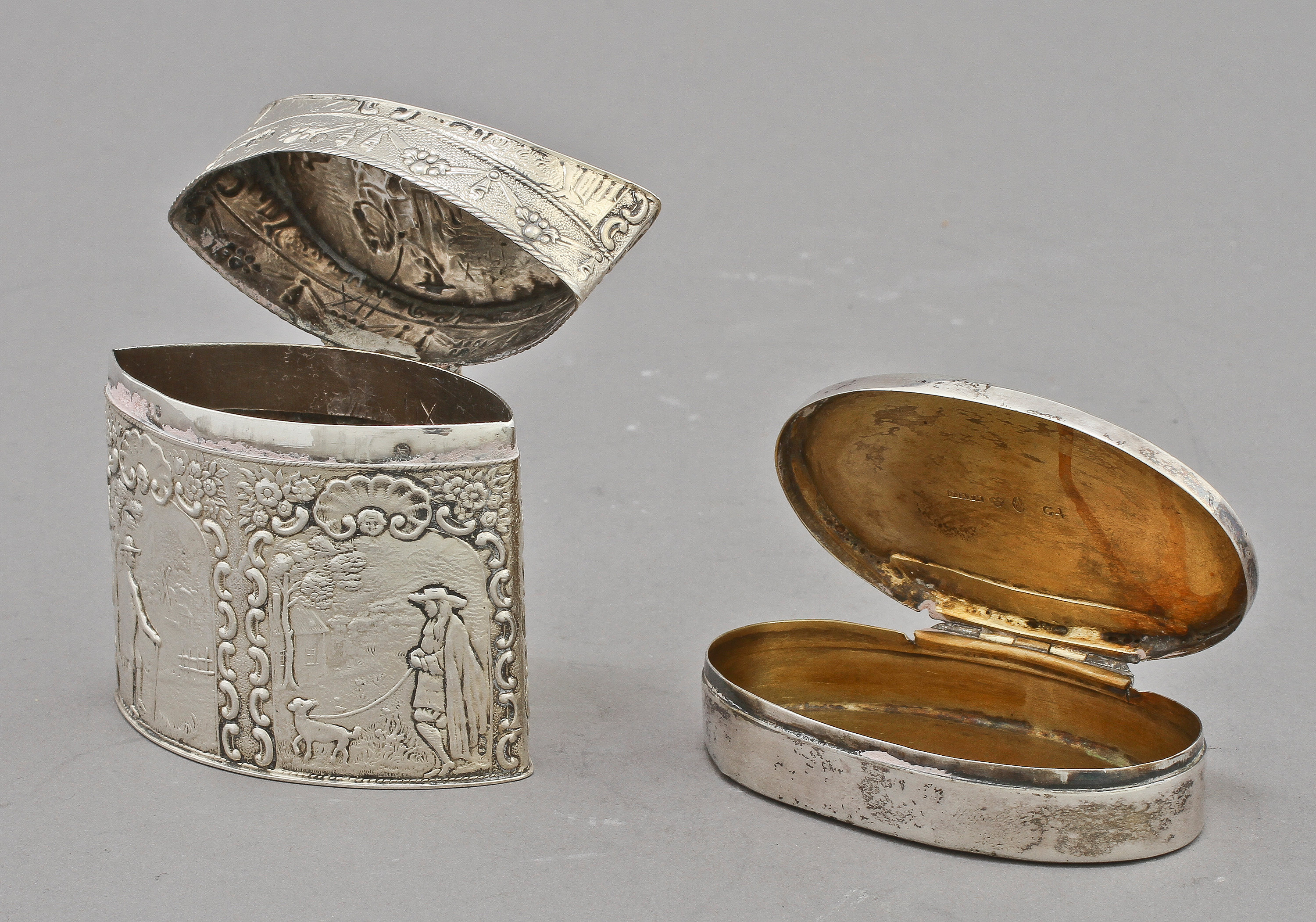 DOSOR, 2 st, silver, bl a Johan Mauritz Corth, Nyköping, 1837?, 1800/ ...