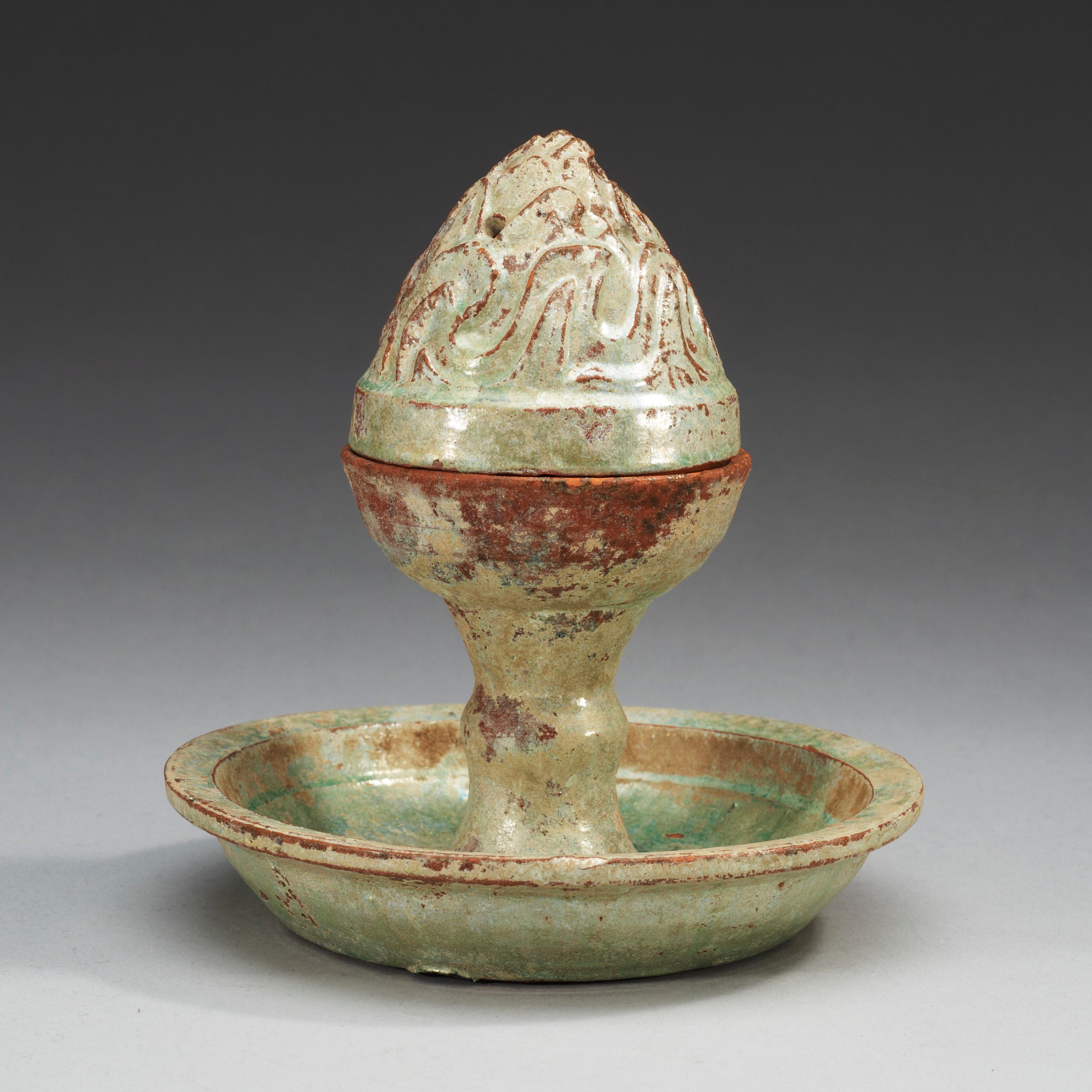 A green glazed boshan-lu censer with cover, Han dynasty (206 BC - 220 ...