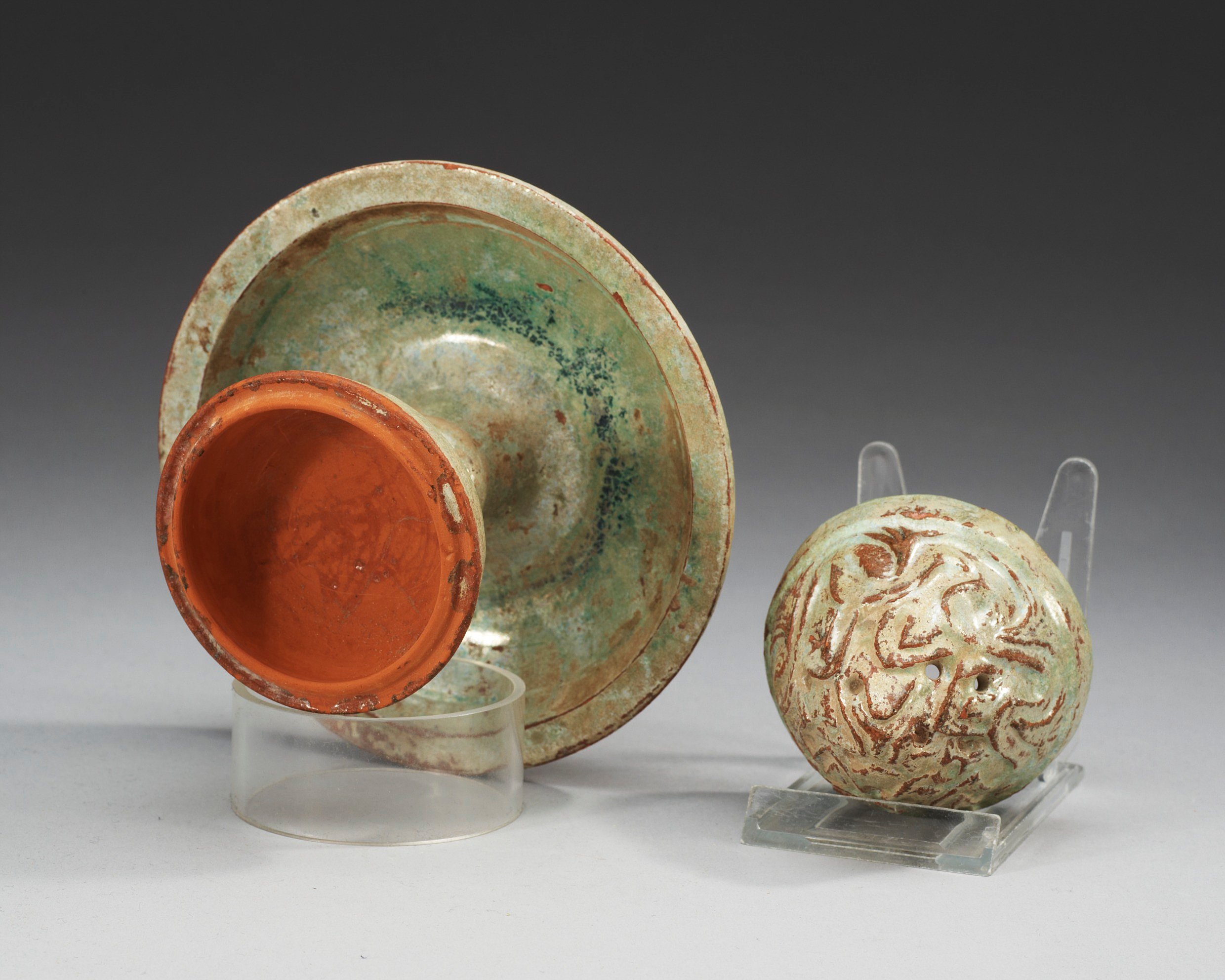 A green glazed boshan-lu censer with cover, Han dynasty (206 BC - 220 ...