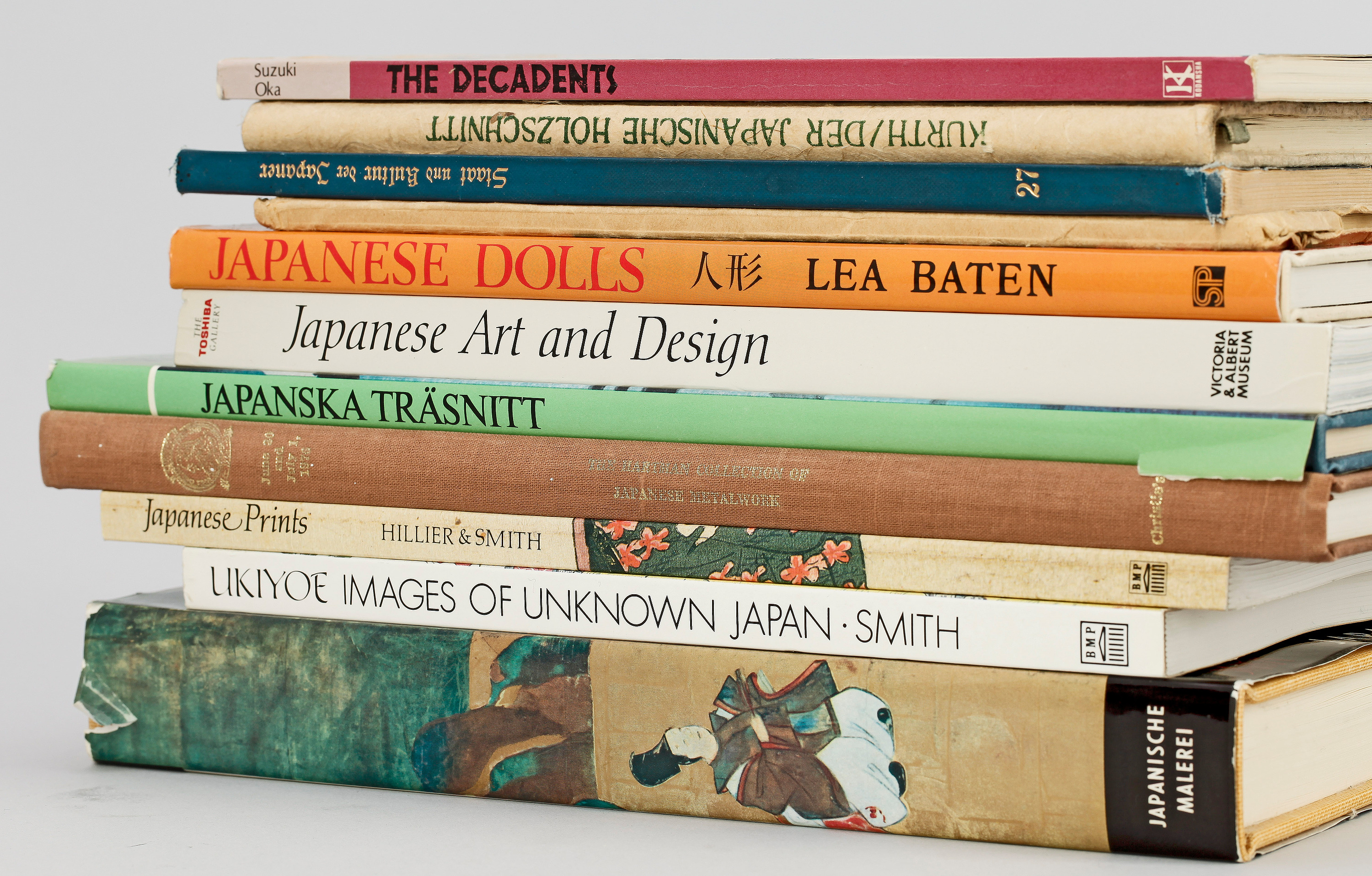 PARTI KONSTLITTERATUR, 13 delar, bla Jack Hillier, "Japanese prints and ...
