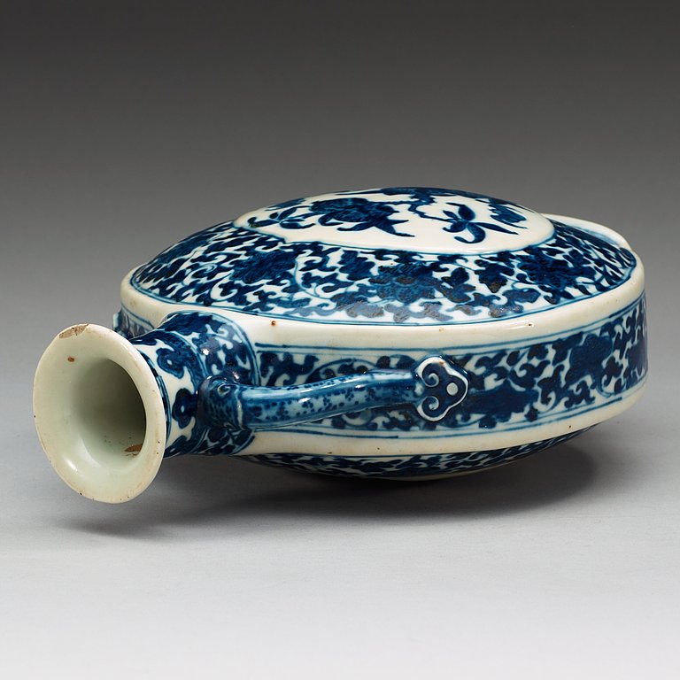 A Chinese blue and white Moonflask, with Qianlong sealmark, presumably ...