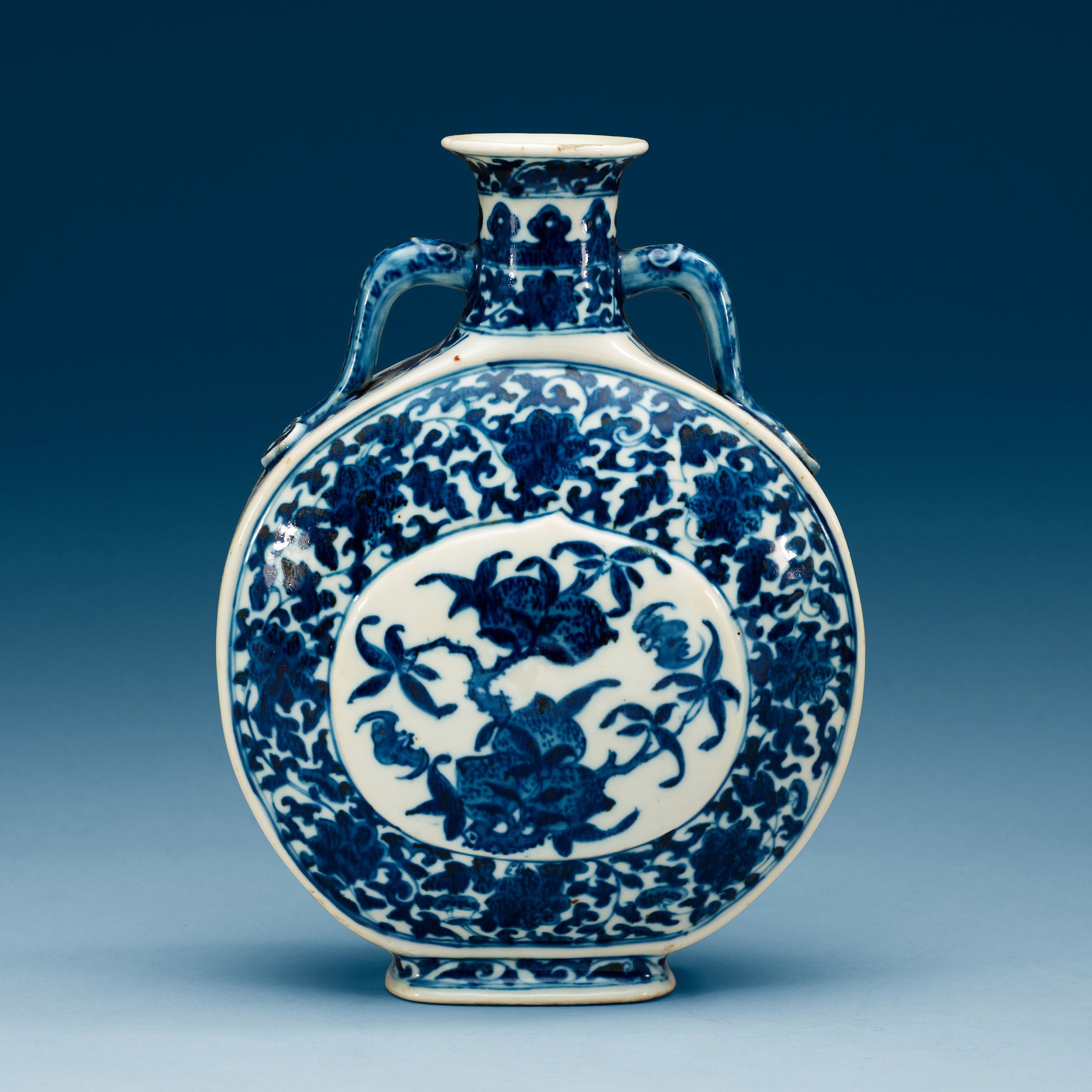 A Chinese blue and white Moonflask, with Qianlong sealmark, presumably ...
