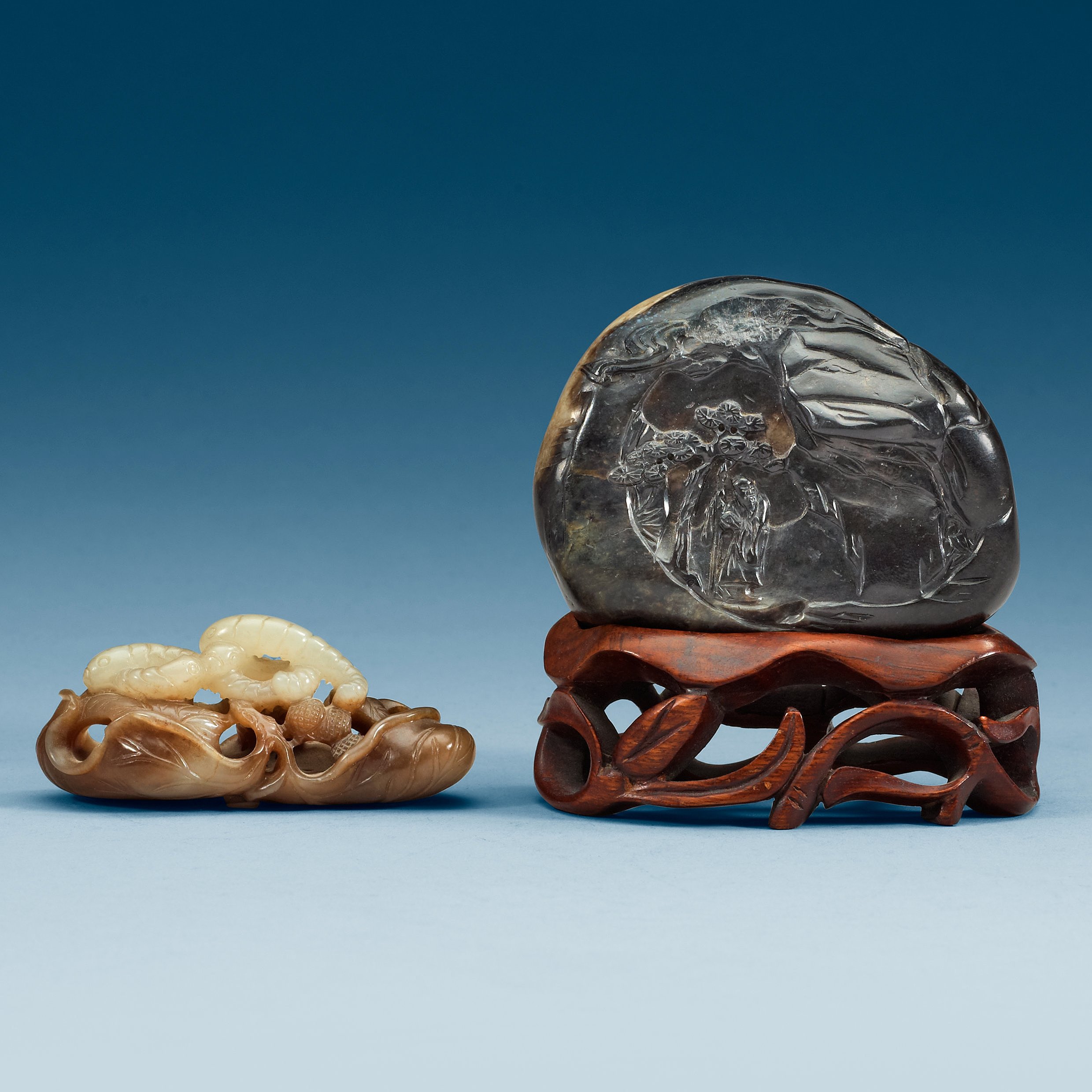 Two carved stone sculptures, late Qing dynasty (1644-1912). - Bukowskis