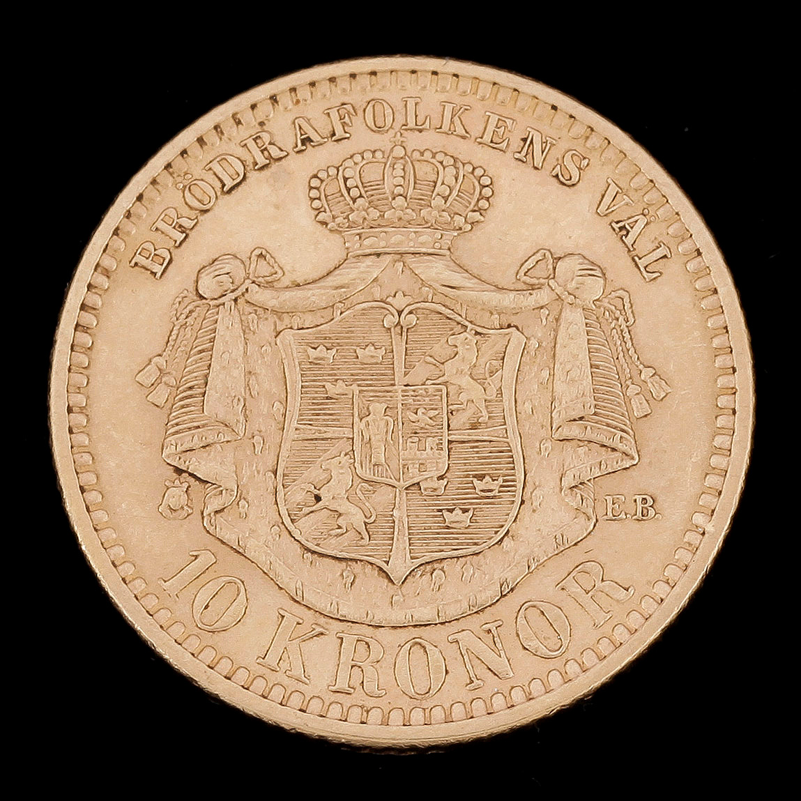 MYNT, 23k guld, 10 kronor, Oscar II, Sverige och Norge 1901. Vikt ca4 ...