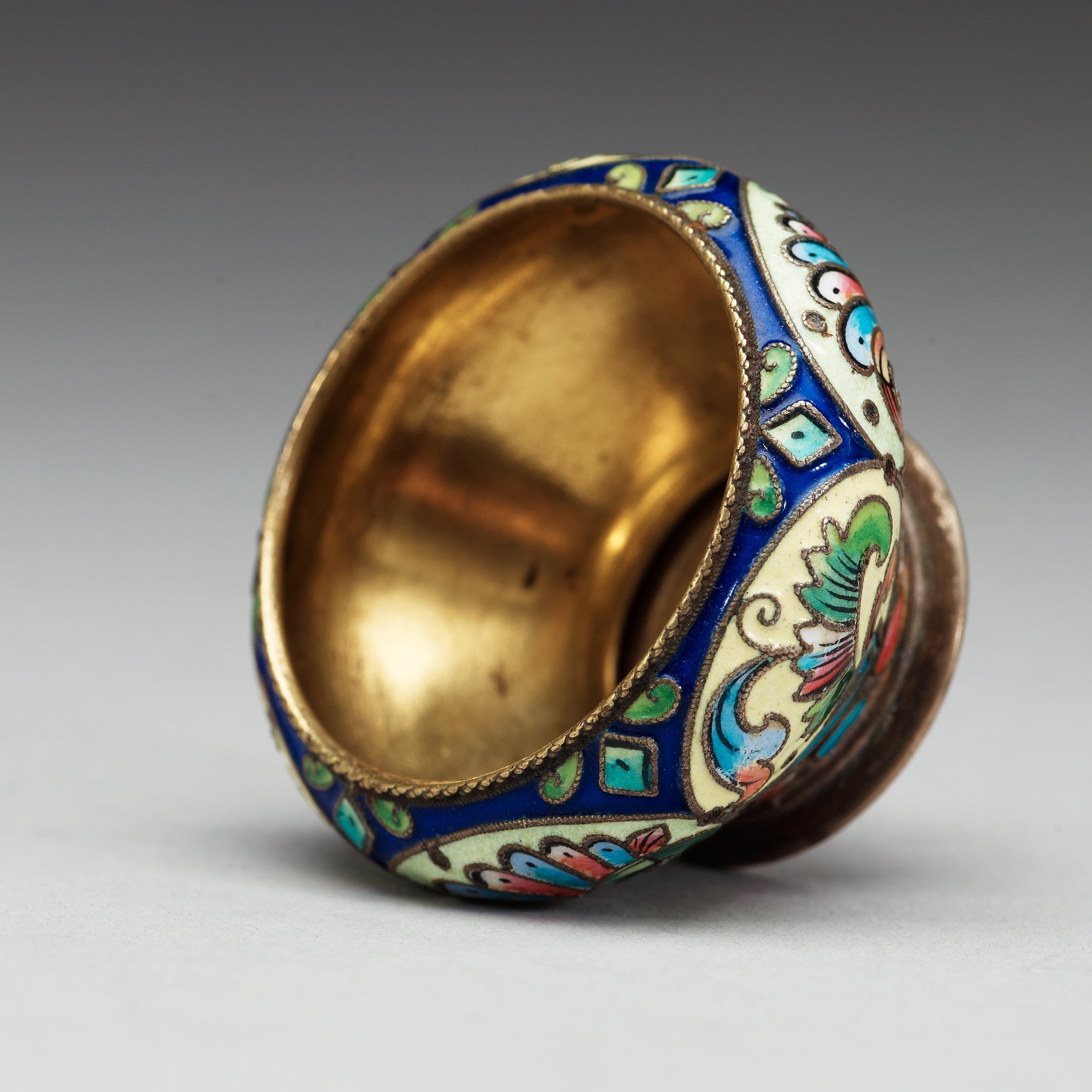 A Russian 19th century silver-gilt and enamel salt, makers mark of the ...