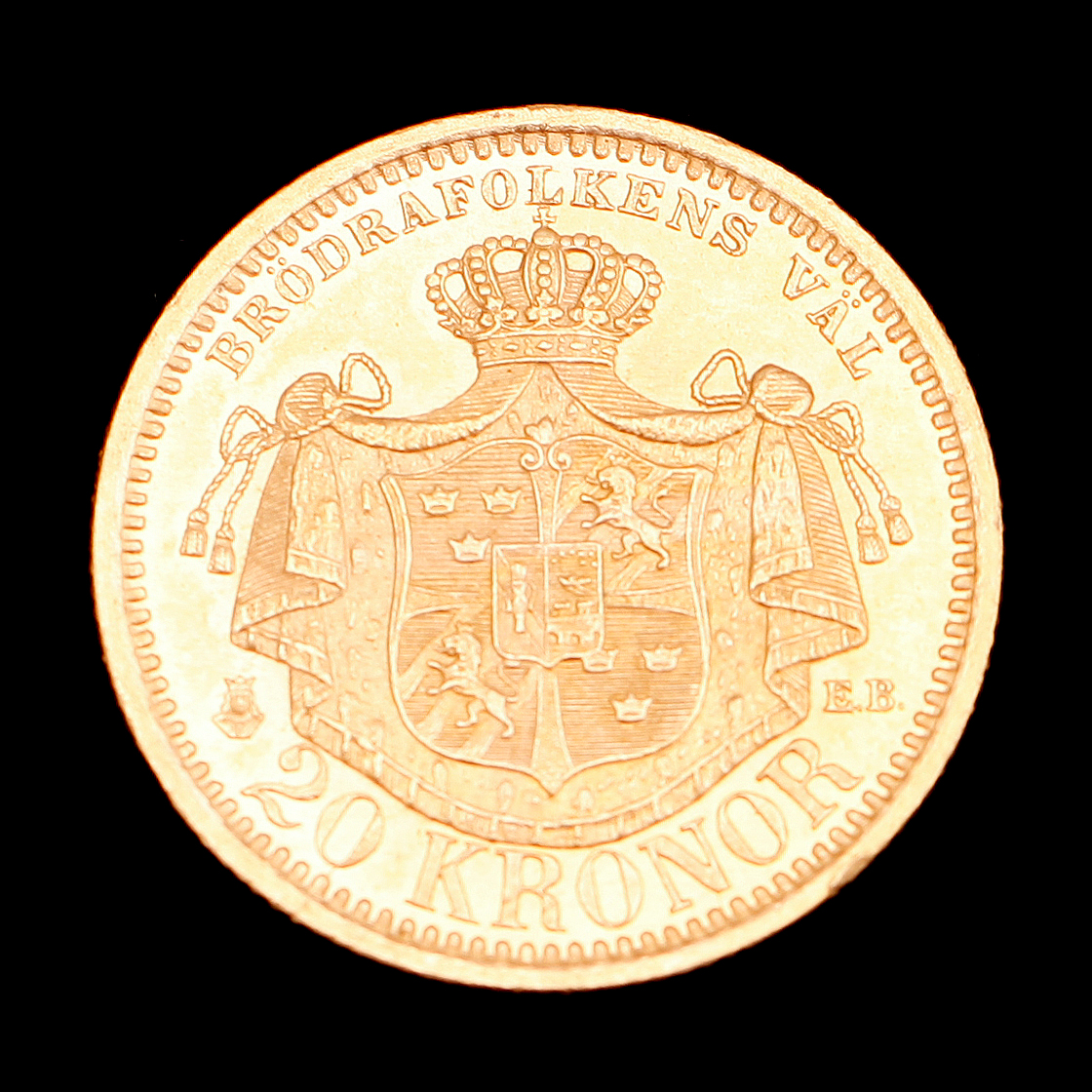 GULDMYNT, 20 kr, Oscar II, 1898. Vikt ca 9 g. - Bukowskis