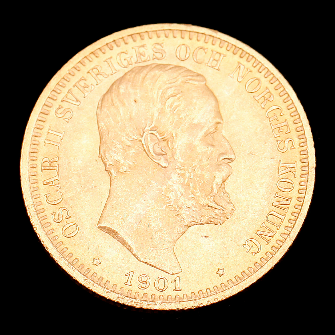 GULDMYNT, 20 kr, Oscar II, 1901. Vikt ca 9 g. - Bukowskis