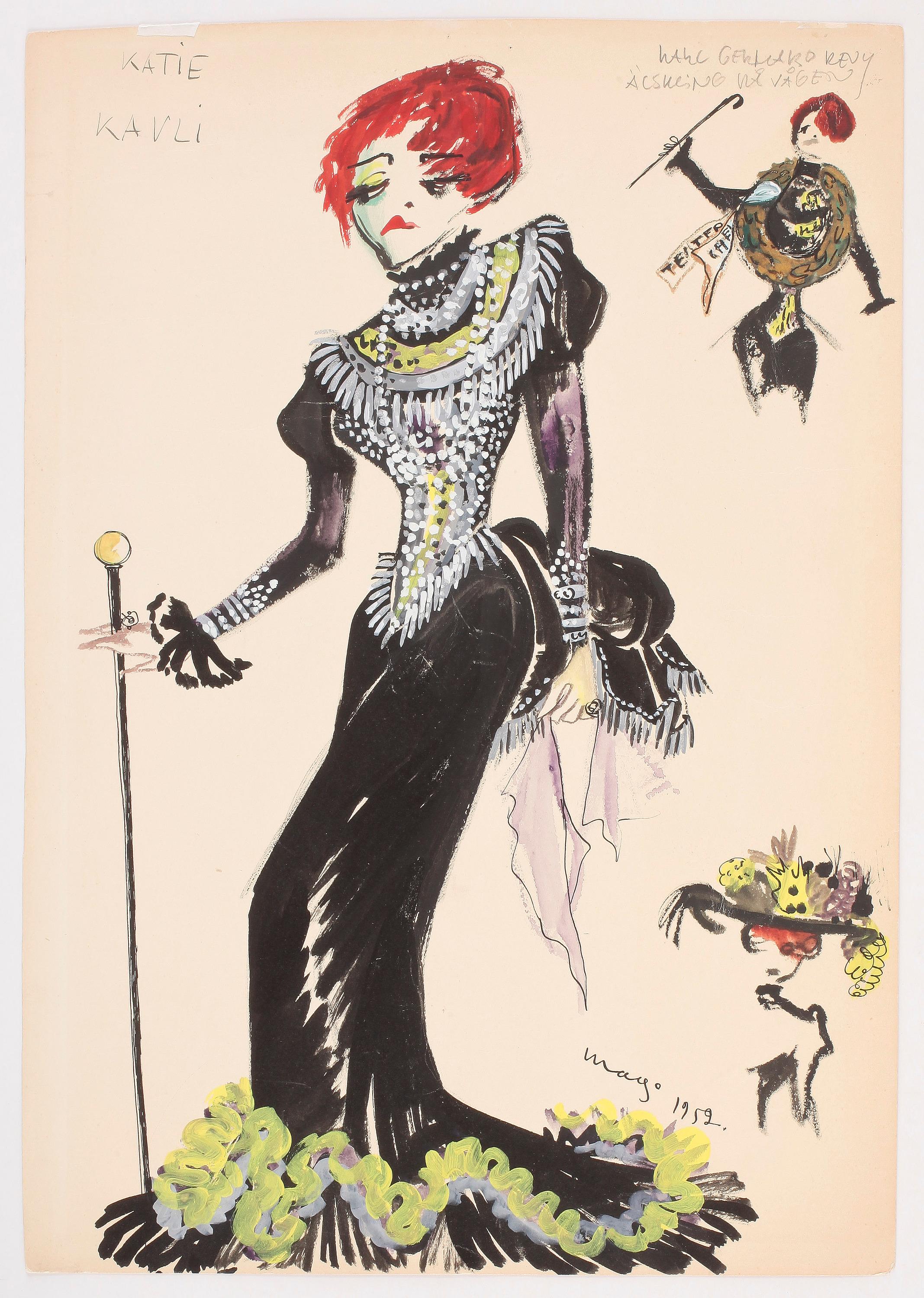 MAX GOLDSTEIN, dräktskisser, 15 st, flertalet sign o dat bl a 1952,-53 ...