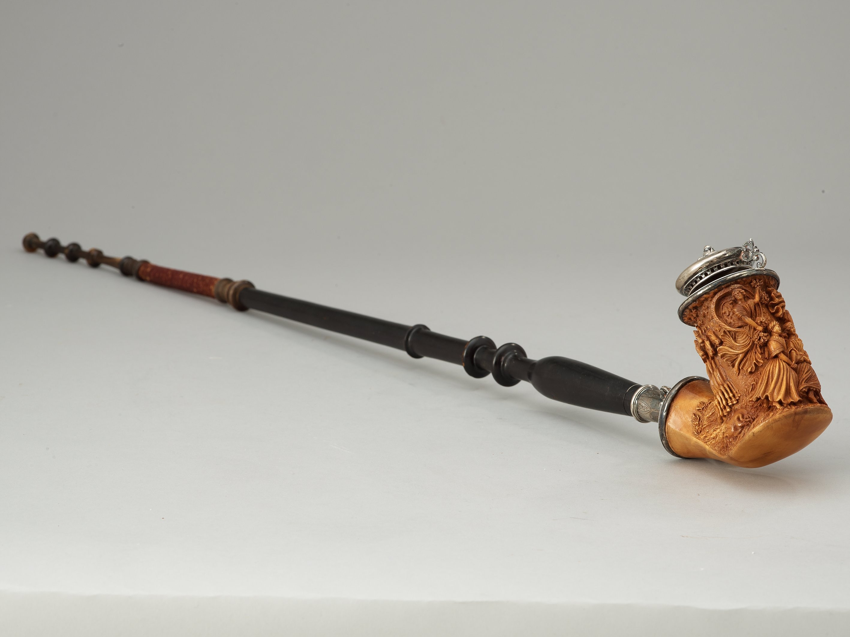 A Swedish birch carved pipe bowl by S.Isberg (not signed) dated 1856 ...