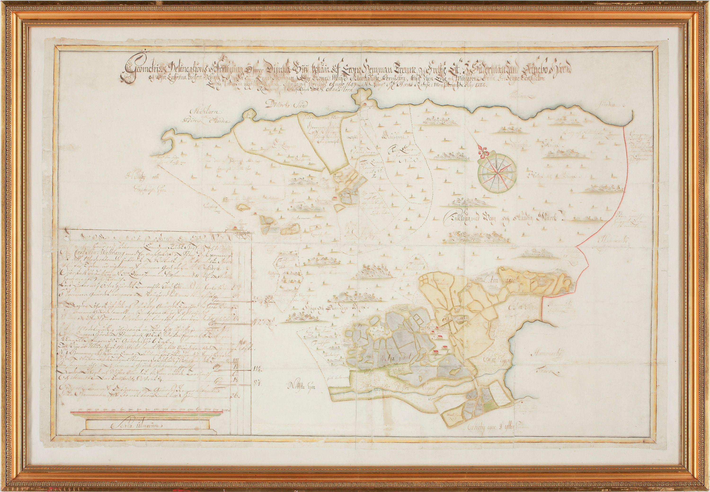 KARTA, blandteknik, Hans Ranje, dat 1689. - Bukowskis