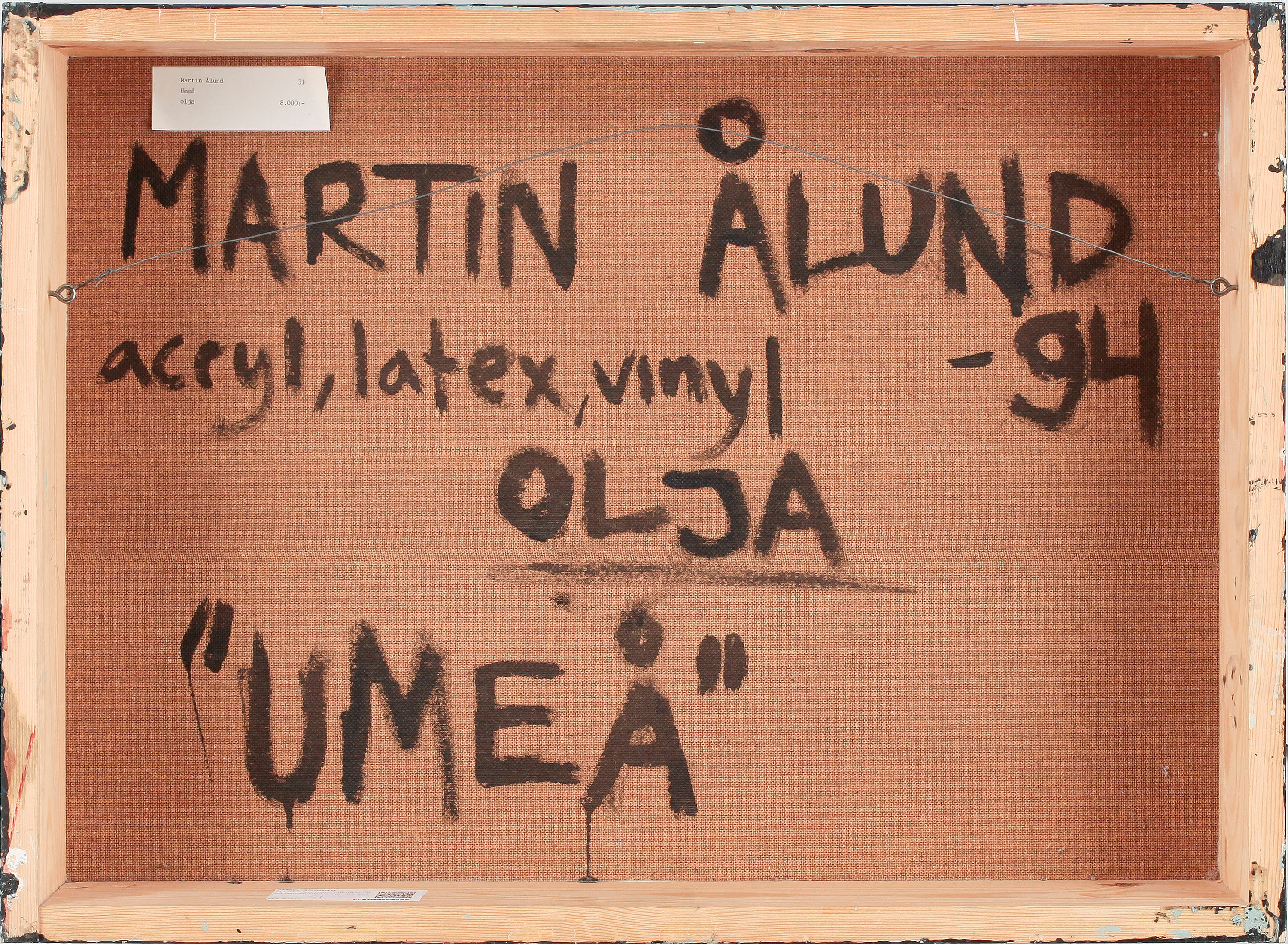 MARTIN ÅLUND, blandteknik på pannå, sign samt dat á tergo -94. - Bukowskis