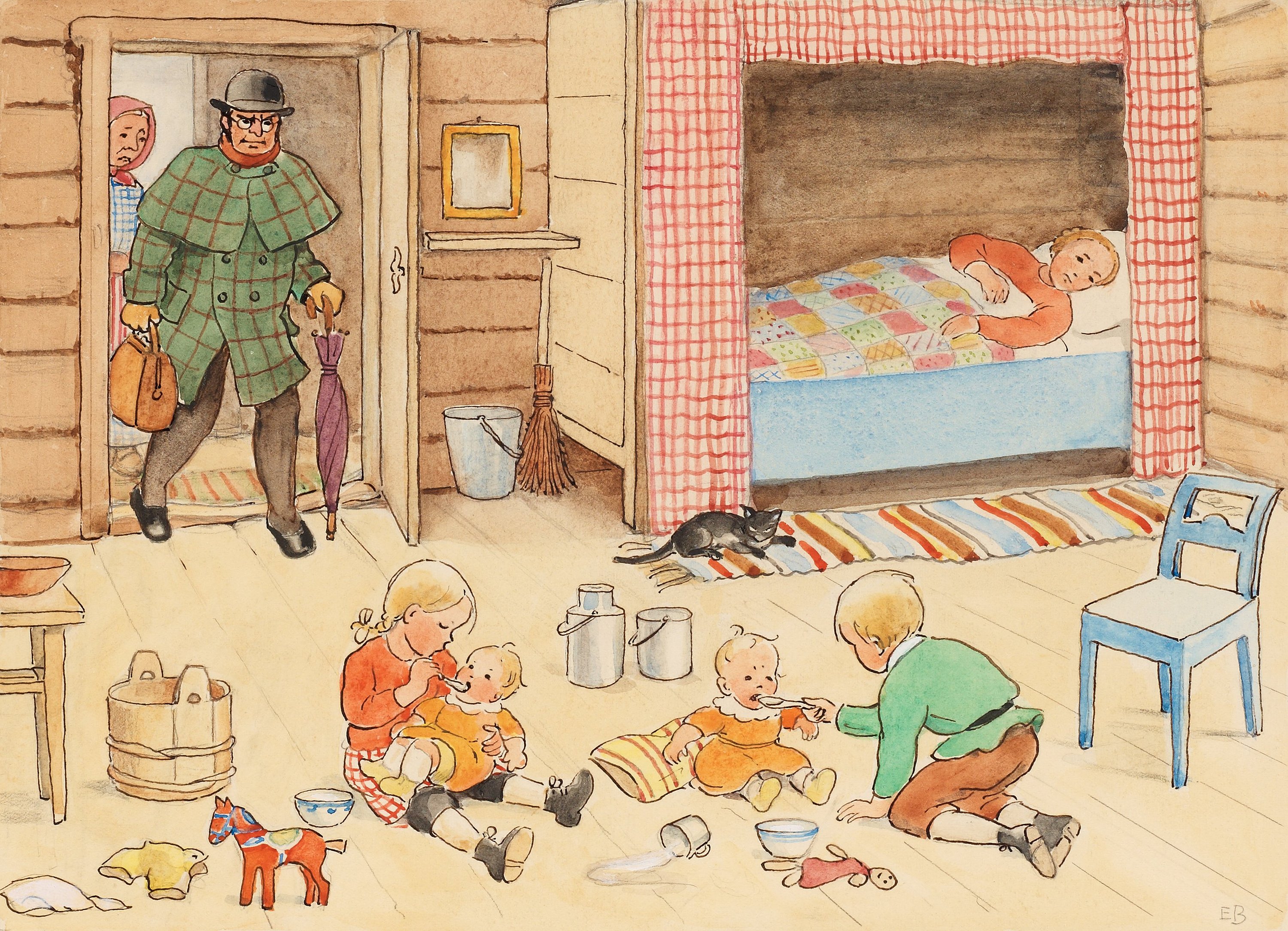 Elsa Beskow, Unga bondfrun på "Skogstorp" bryter benet. - Bukowskis