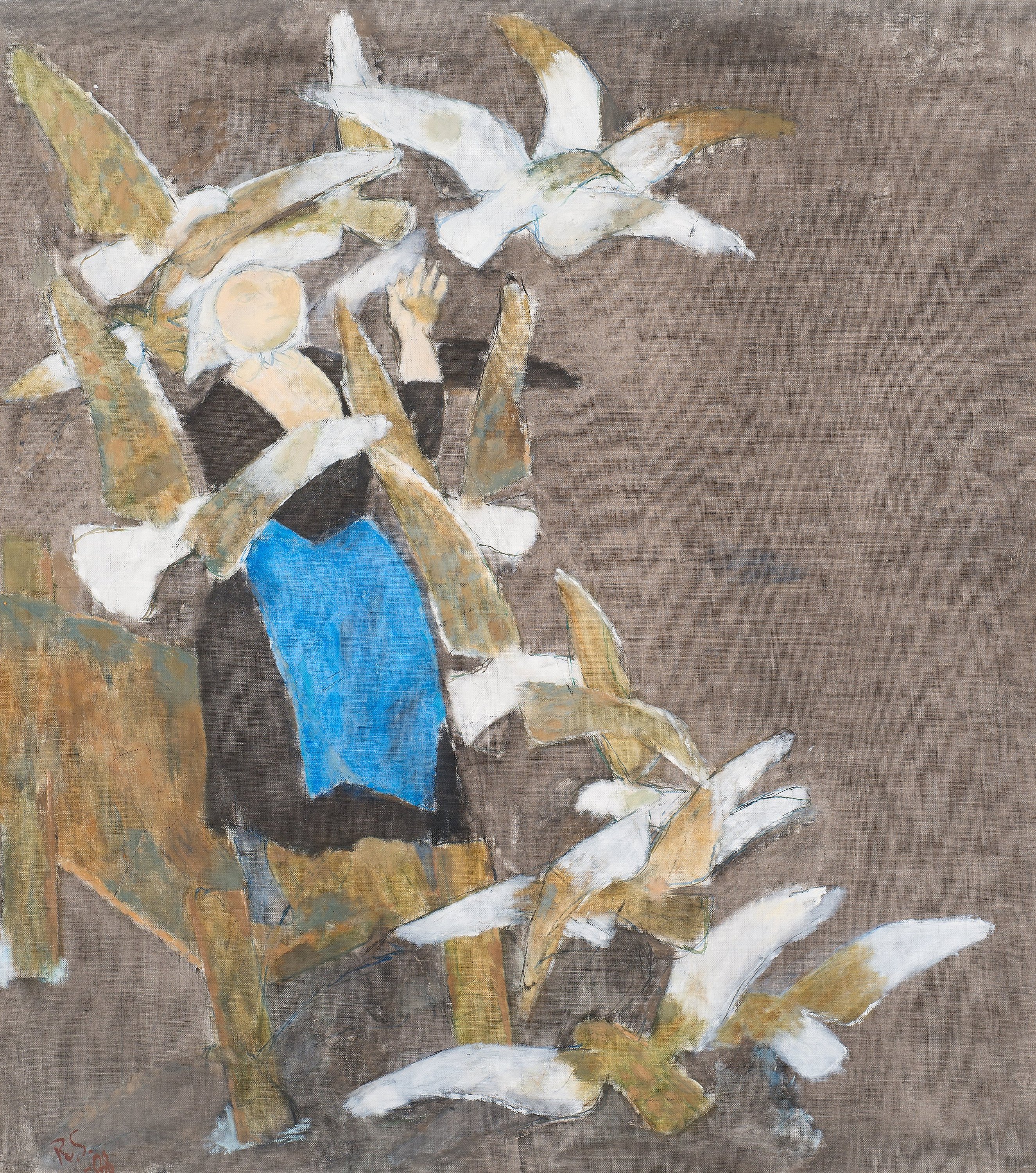 Ragnar Sandberg, White birds on dark background. - Bukowskis