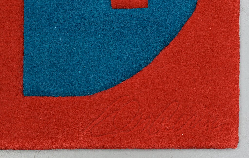 Robert Indiana, CARPET. "Red on Blue", Chosen love. Tufted in 1995. 181 ...