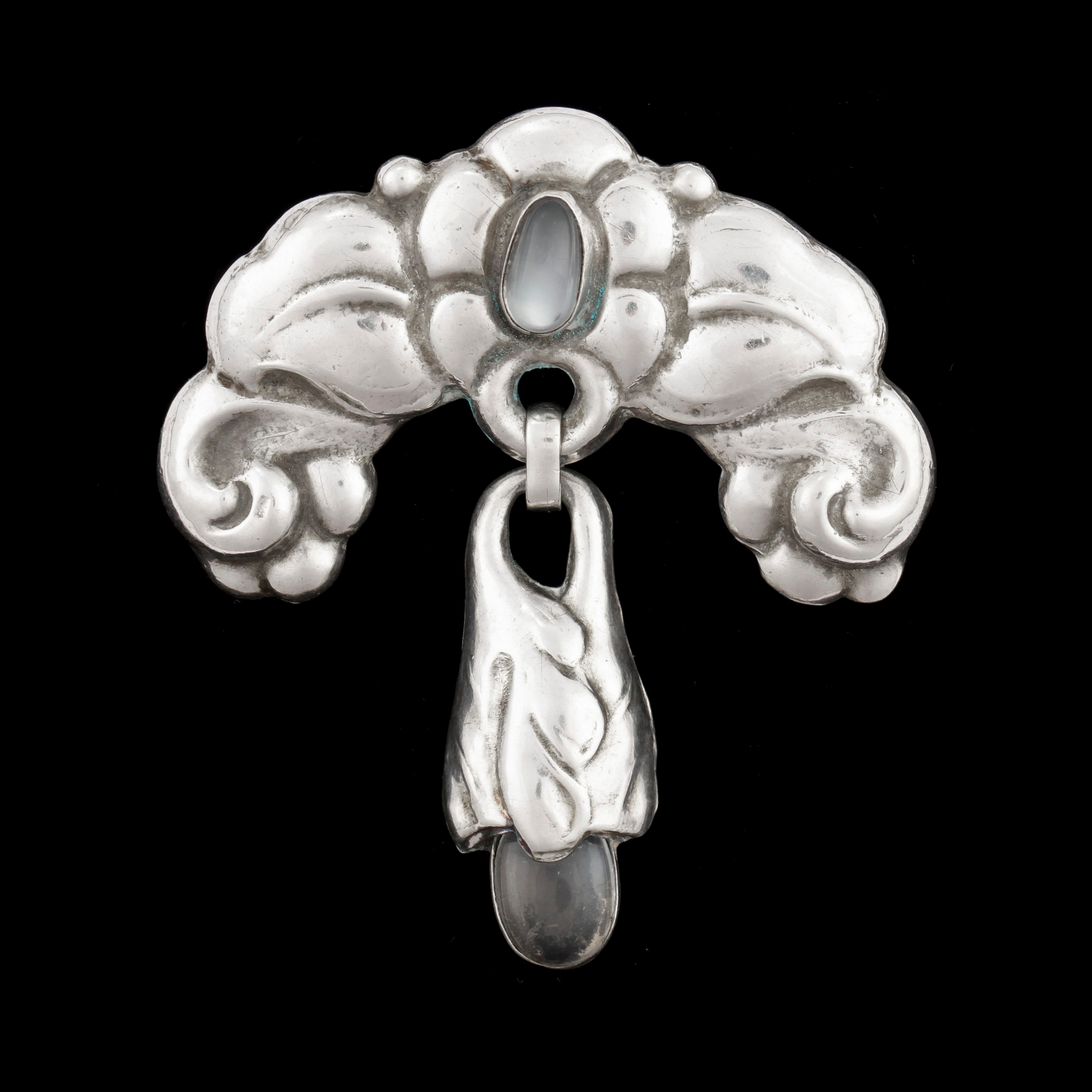 BROSCH, silver, jugend, William Fuglede, Köpenhamn, Danmark, verksam ...