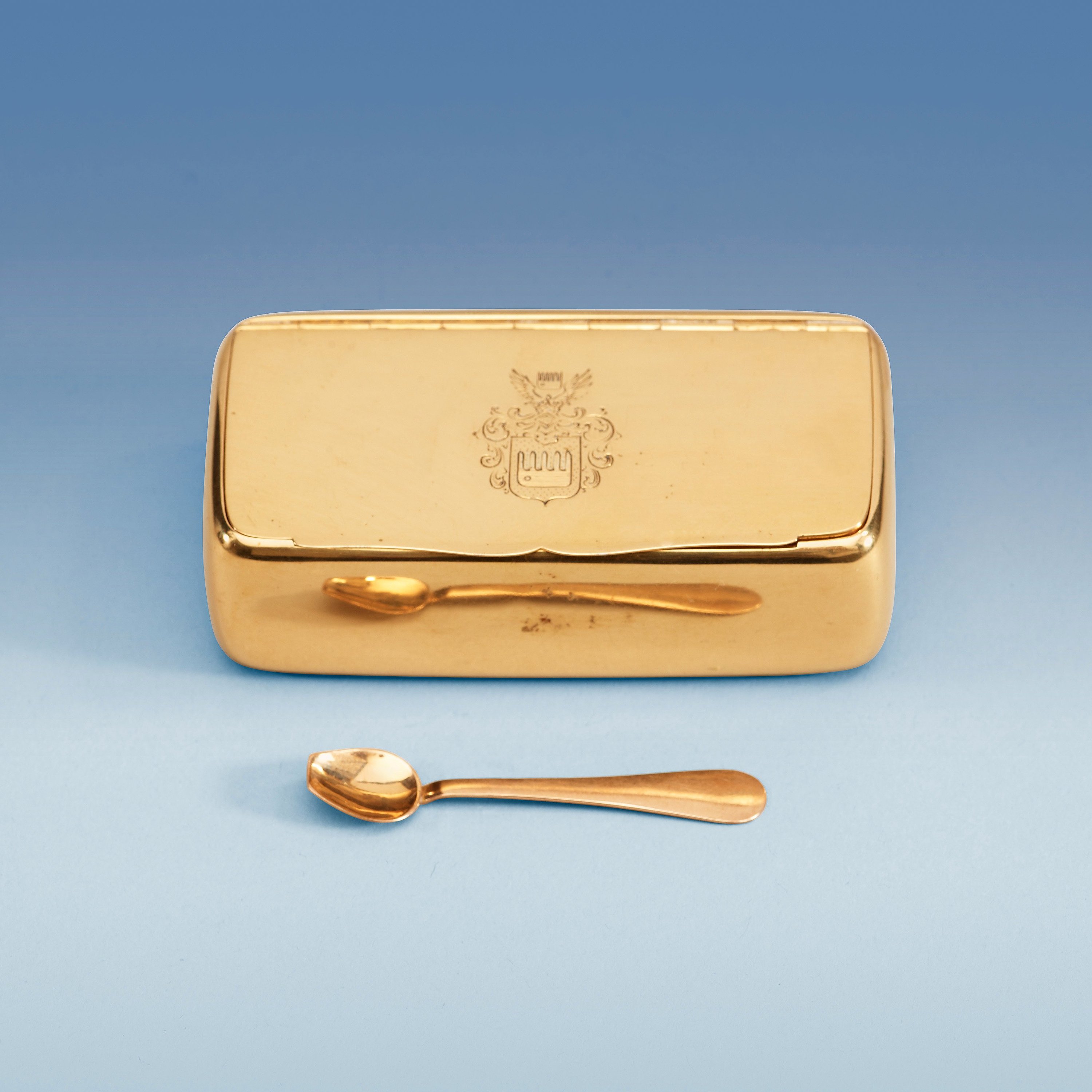 SNUSDOSA, guld 18k, av Pehr Fredrik Palmgren, Stockholm 1875 med ...
